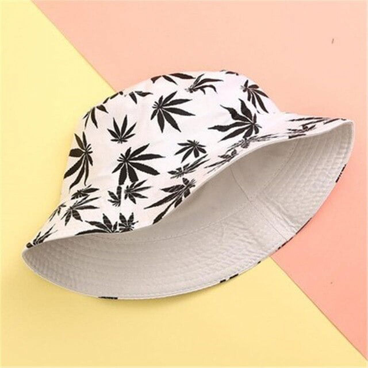 Leaf Print Bucket Hat Double-Sided Panama Hip Hop Caps Couple Women Men ...