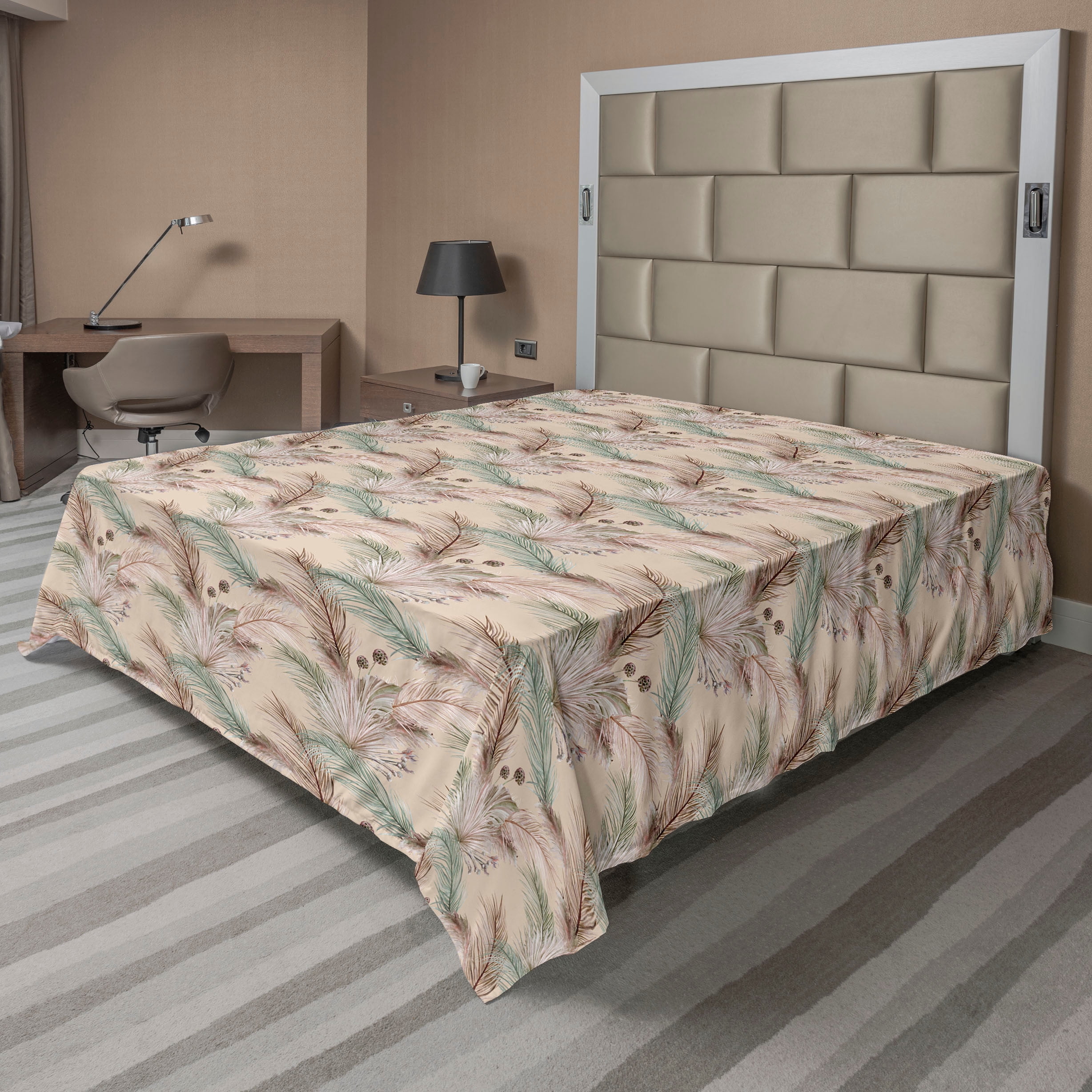 Ambesonne Leaf Print Flat Bedding Sheet Soft Top Sheet, Romance Exotic ...