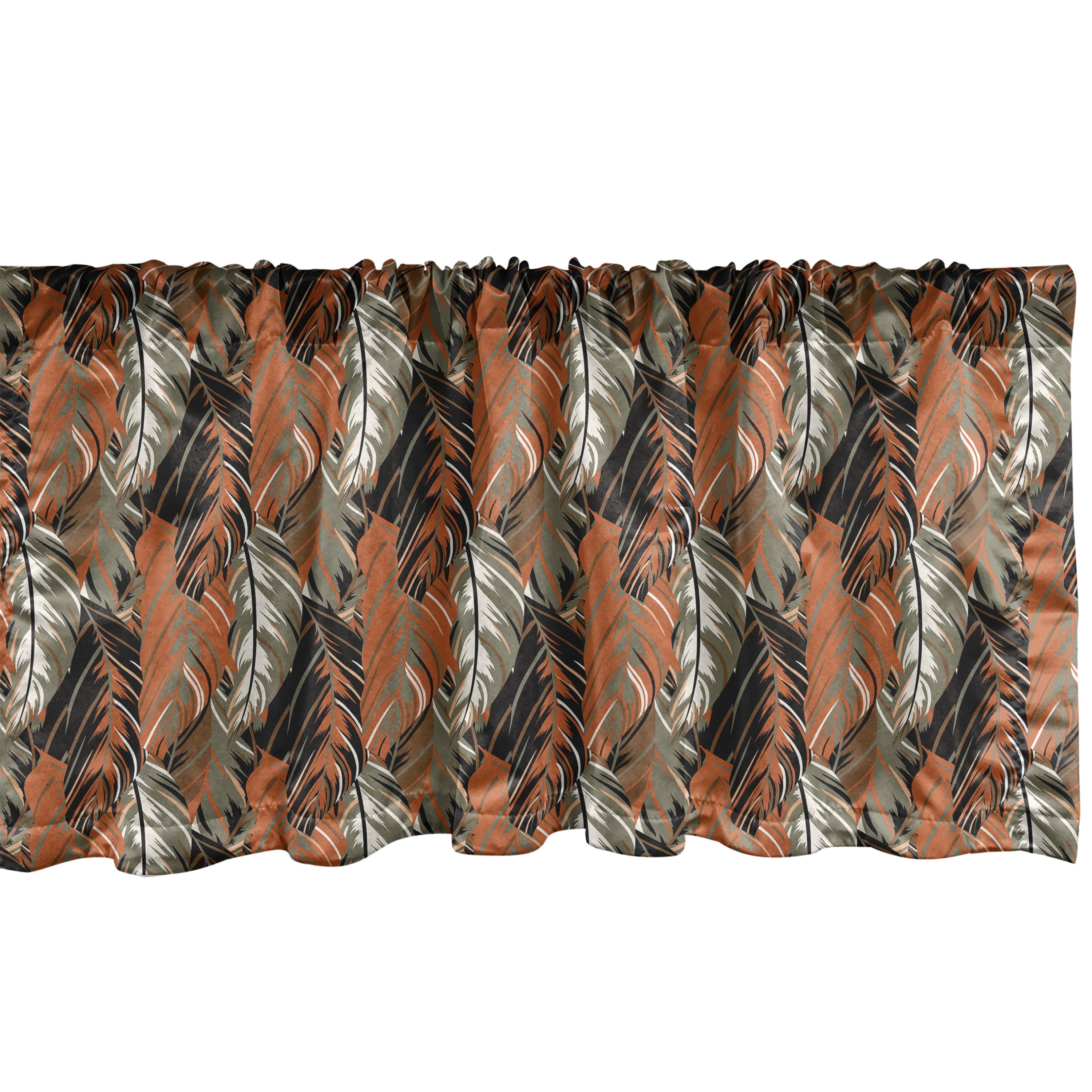 Leaf Print Window Valance, Foliage of Leaves Jungle Contemporary Design ...