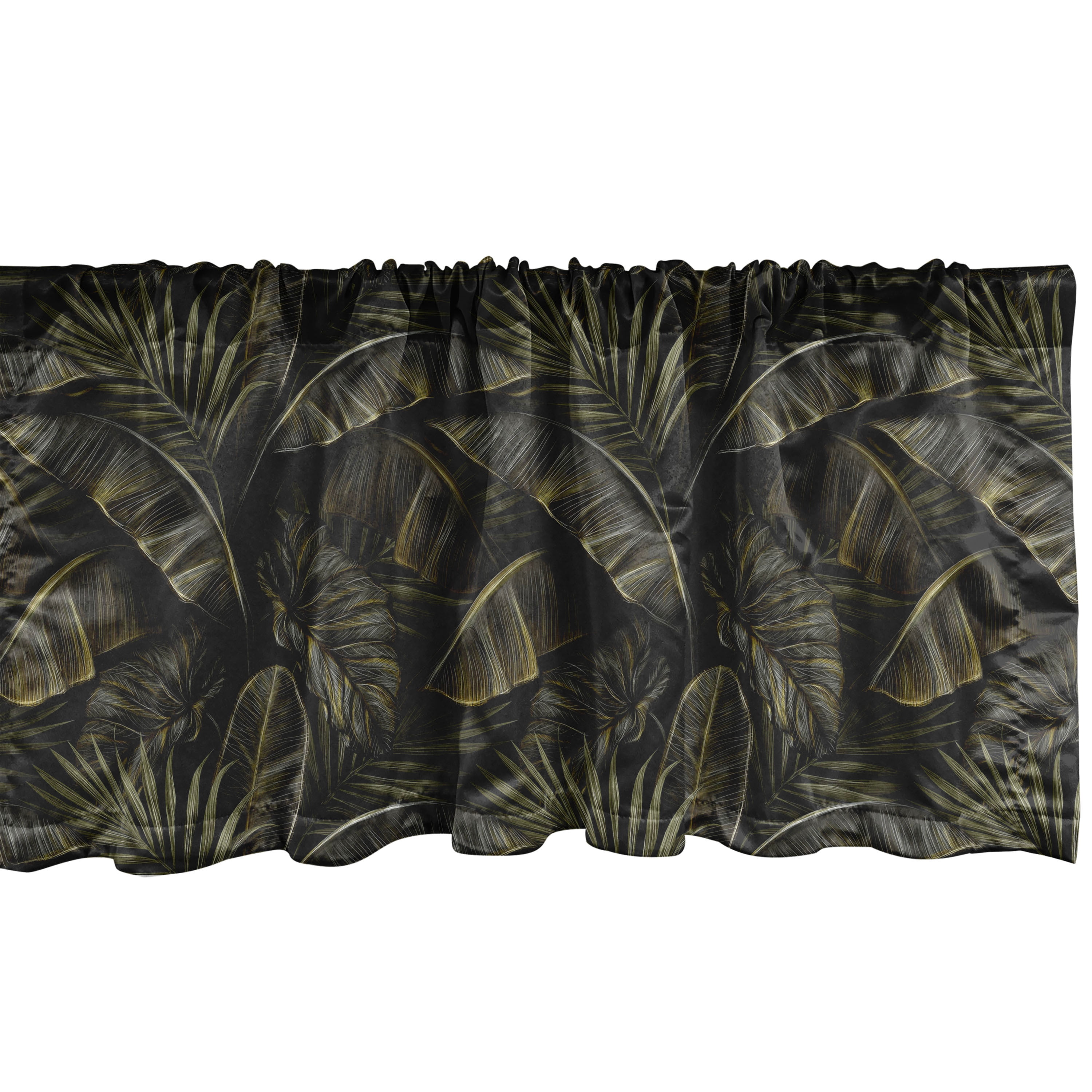 Leaf Print Window Valance, Jungle Banana Leaves Palms Botanical Design ...
