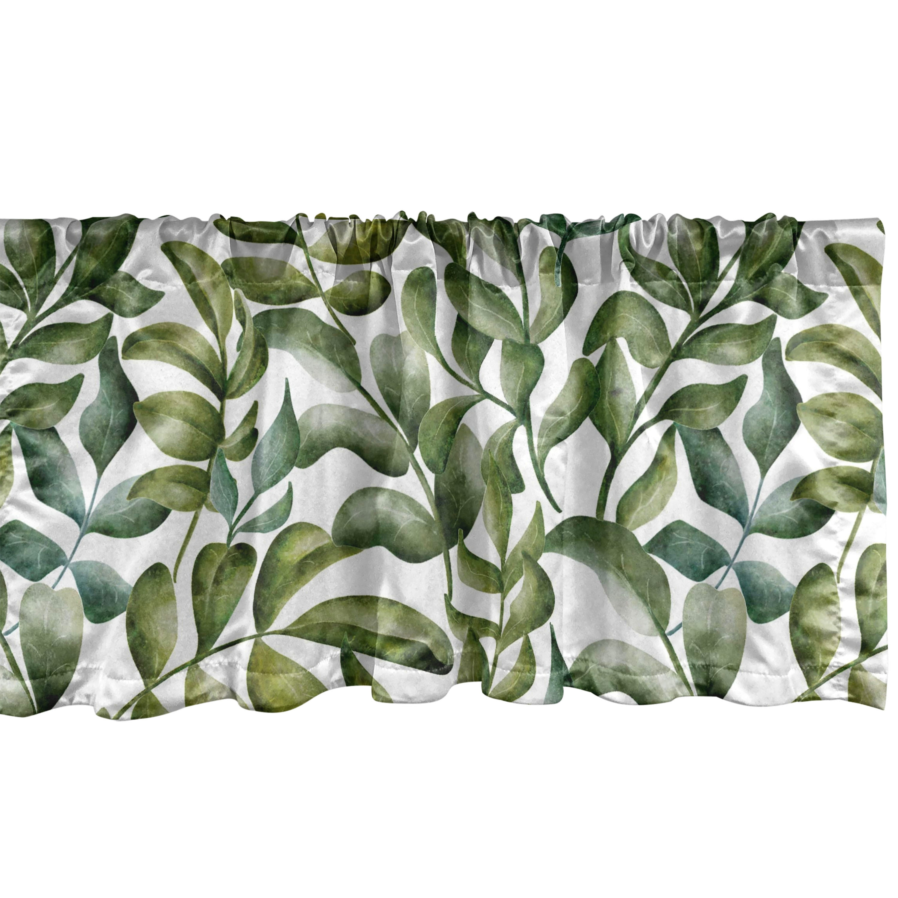 Leaf Print Window Valance, Nature Themed Pattern of Continuous Branches ...