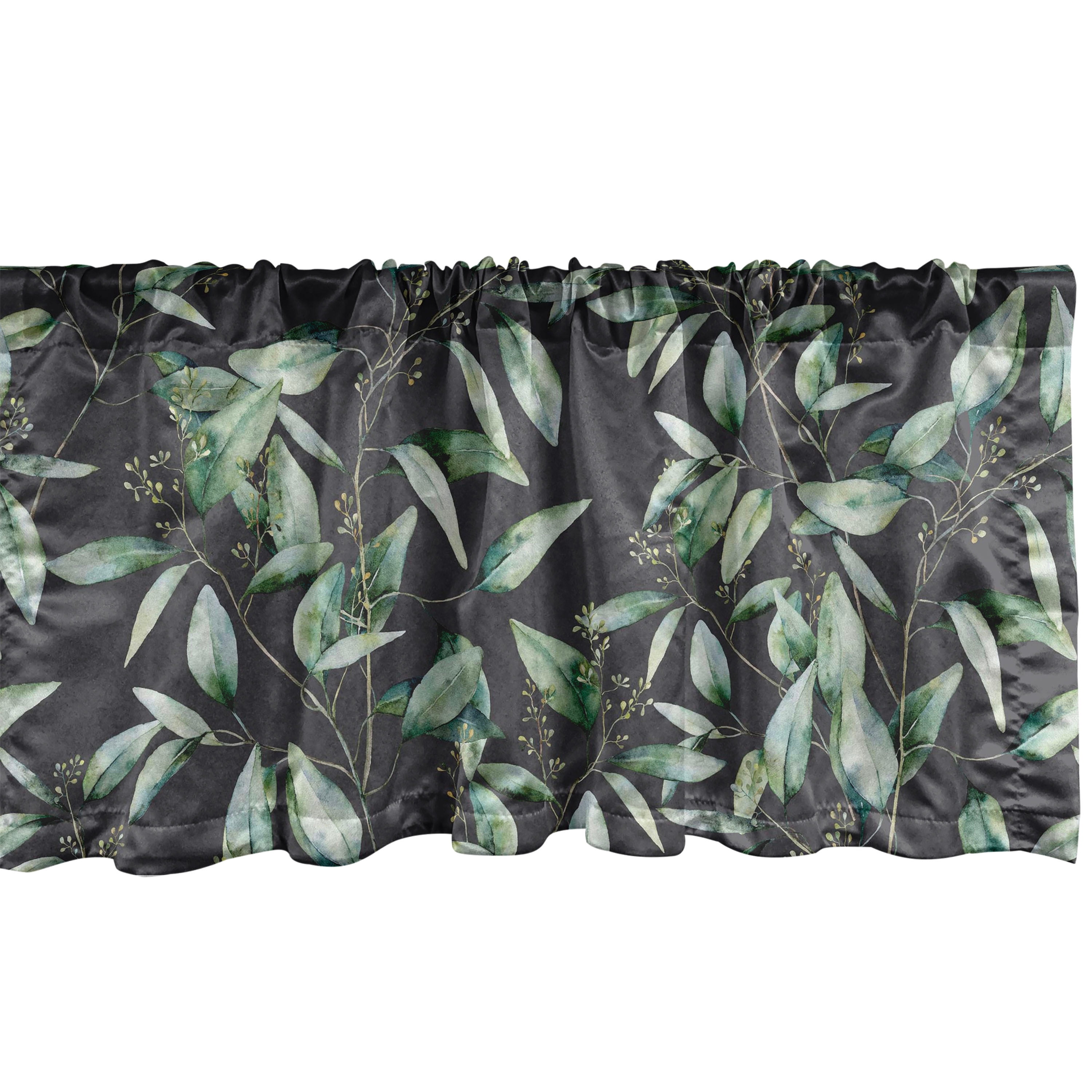 Leaf Print Window Valance, Romantic Eucalyptus Branches Watercolor ...