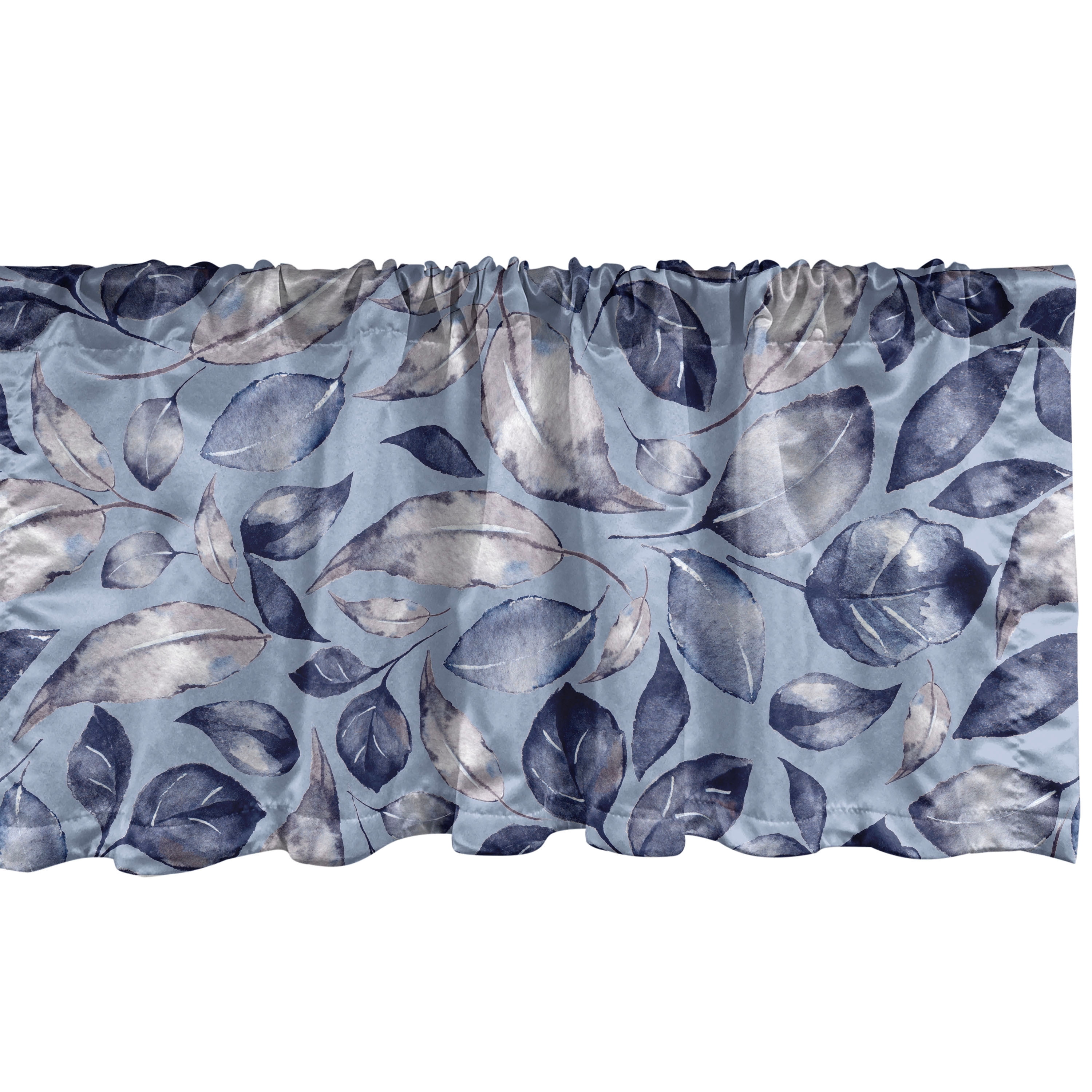 Leaf Print Window Valance, Watercolor Painting Effect Ornament of ...