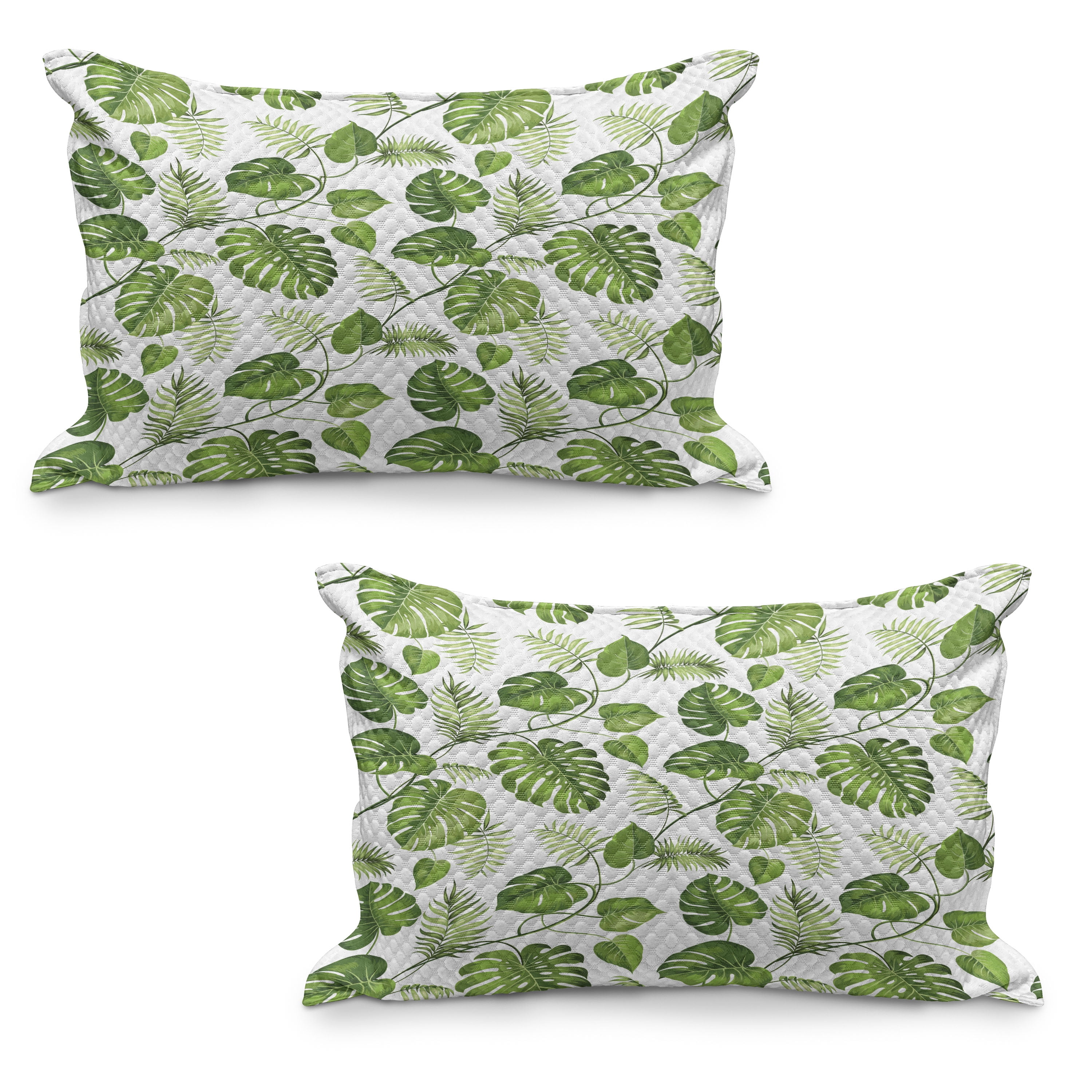 Leaf Quilted Pillowcover Set of 2, Brazilian Rainforest Foliage Nature ...