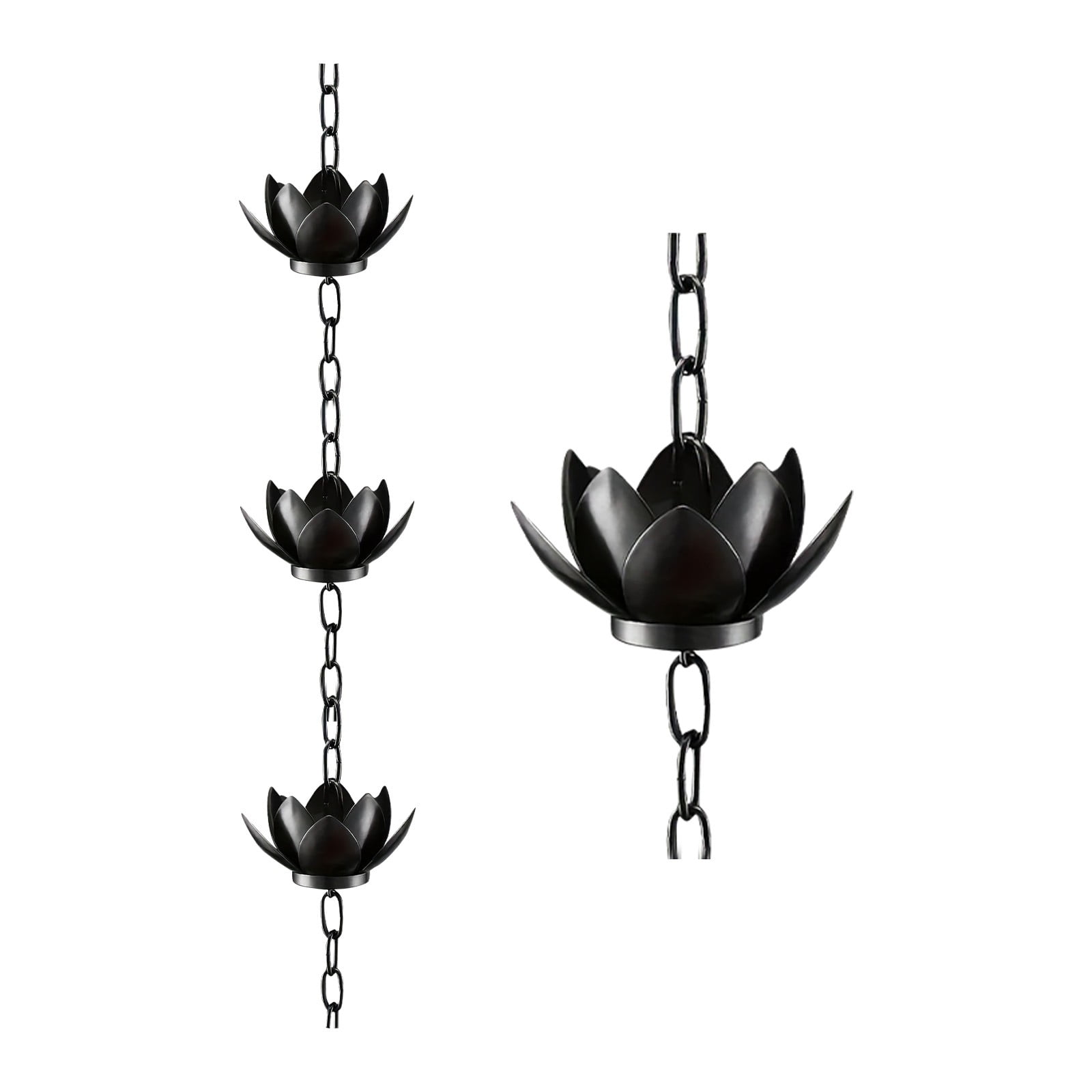 Leaf Rain Chain, Rain Catcher Chain For Gutters Outside With Adapter ...