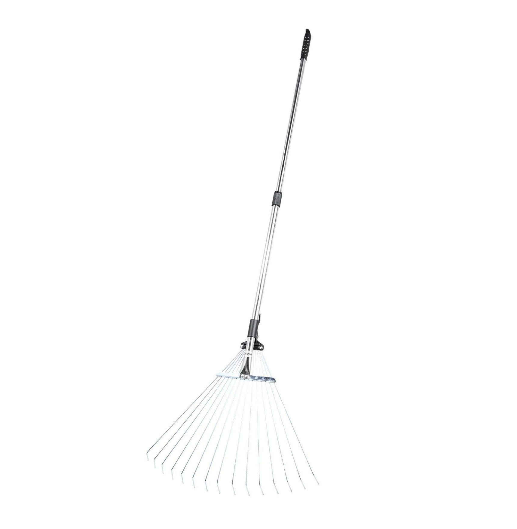 Leaf Rake 15 Metal Tines Adjustable Garden Rake - 7.5-22.4" Wide, 32-63 ...