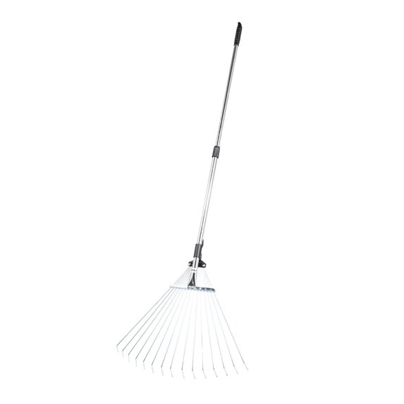 Leaf Rake 15 Metal Tines Adjustable Garden Rake - 7.5-22.4" Wide, 32-63 ...