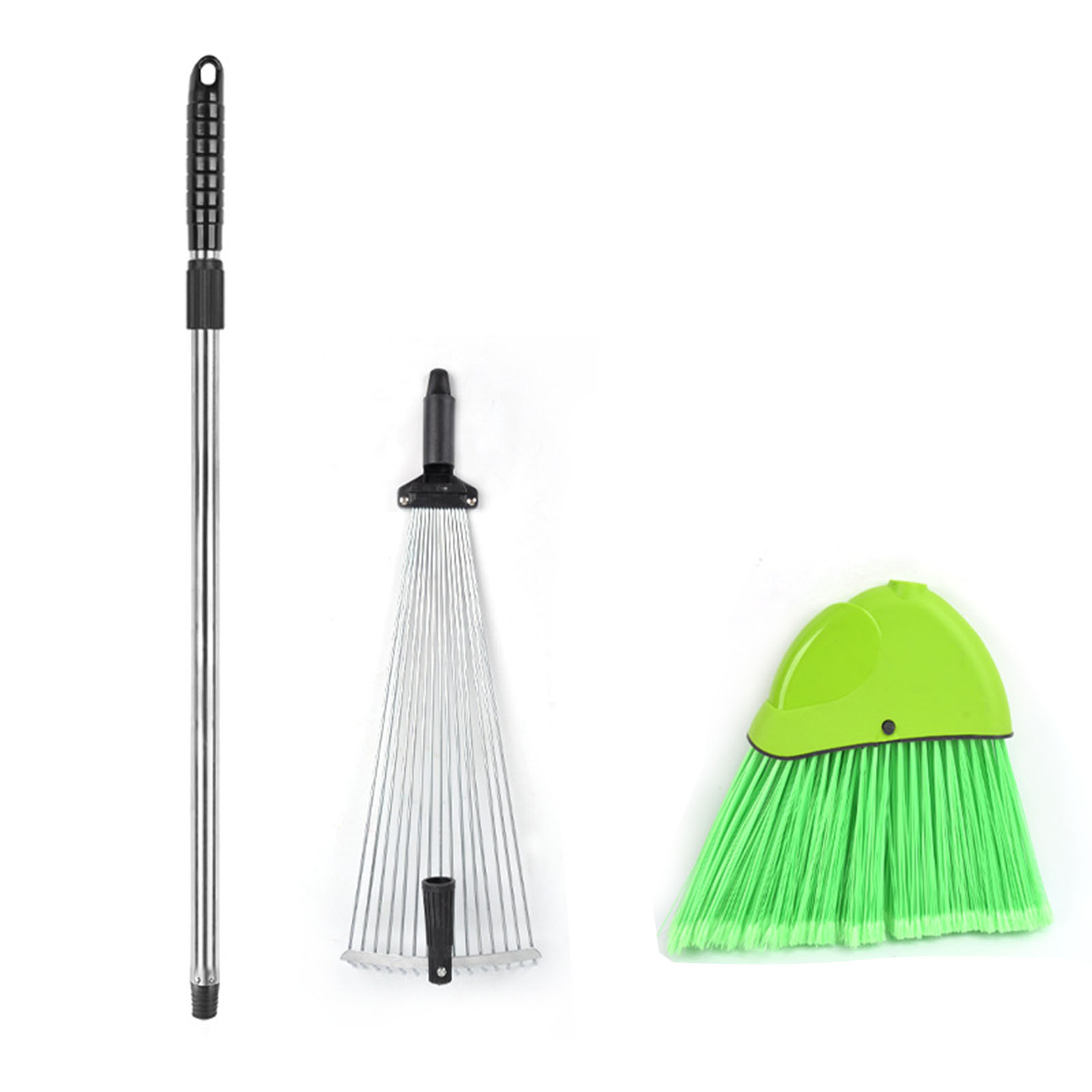 Leaf Rake Broom Set Fallen Leaves Retractable Adjustable Stainless ...