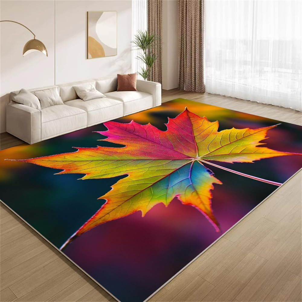 Leaf Rug, Colorful Fall Leaves Rug,Autumn Leaves Rugs for Living Room ...