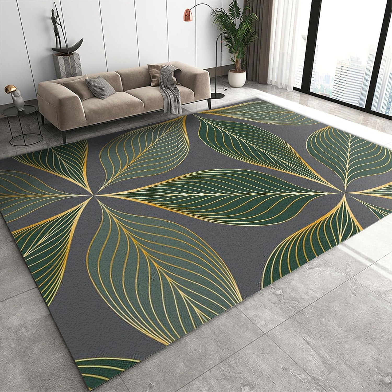 Leaf Rugs For Bedroom Green Leaves Area Rugs Green Plant Carpet Simple ...