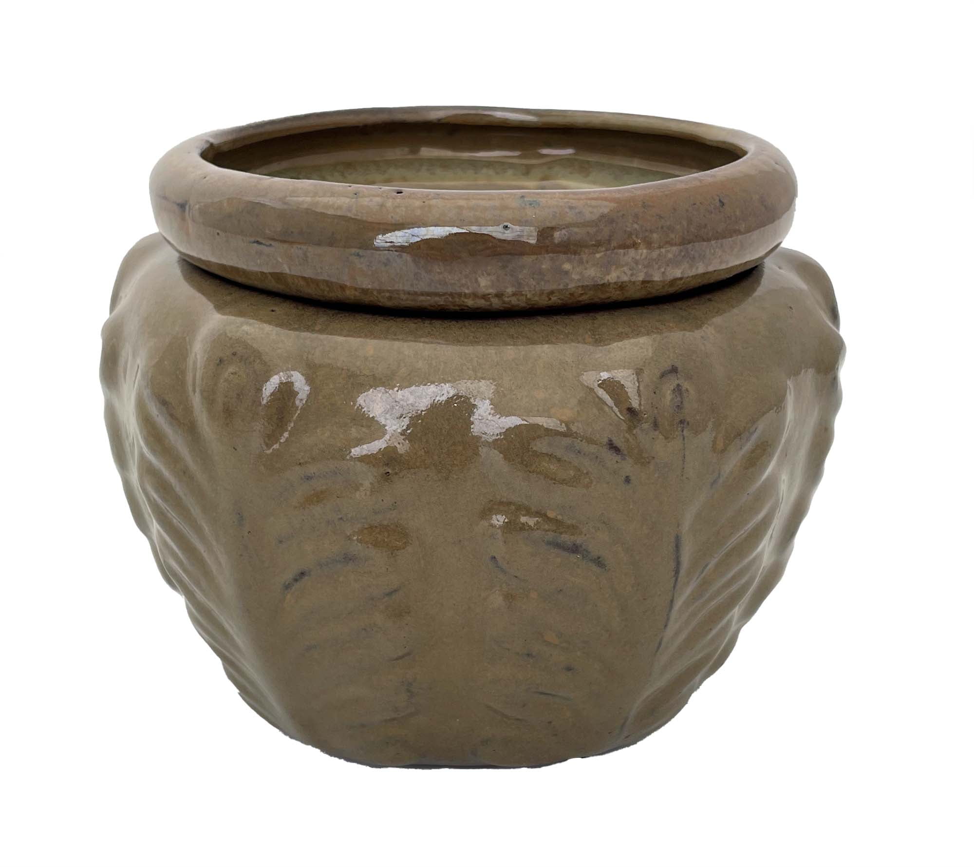 Leaf Self Watering Glazed Ceramic Pot - Mustard - 6.25 x 4.75 ...