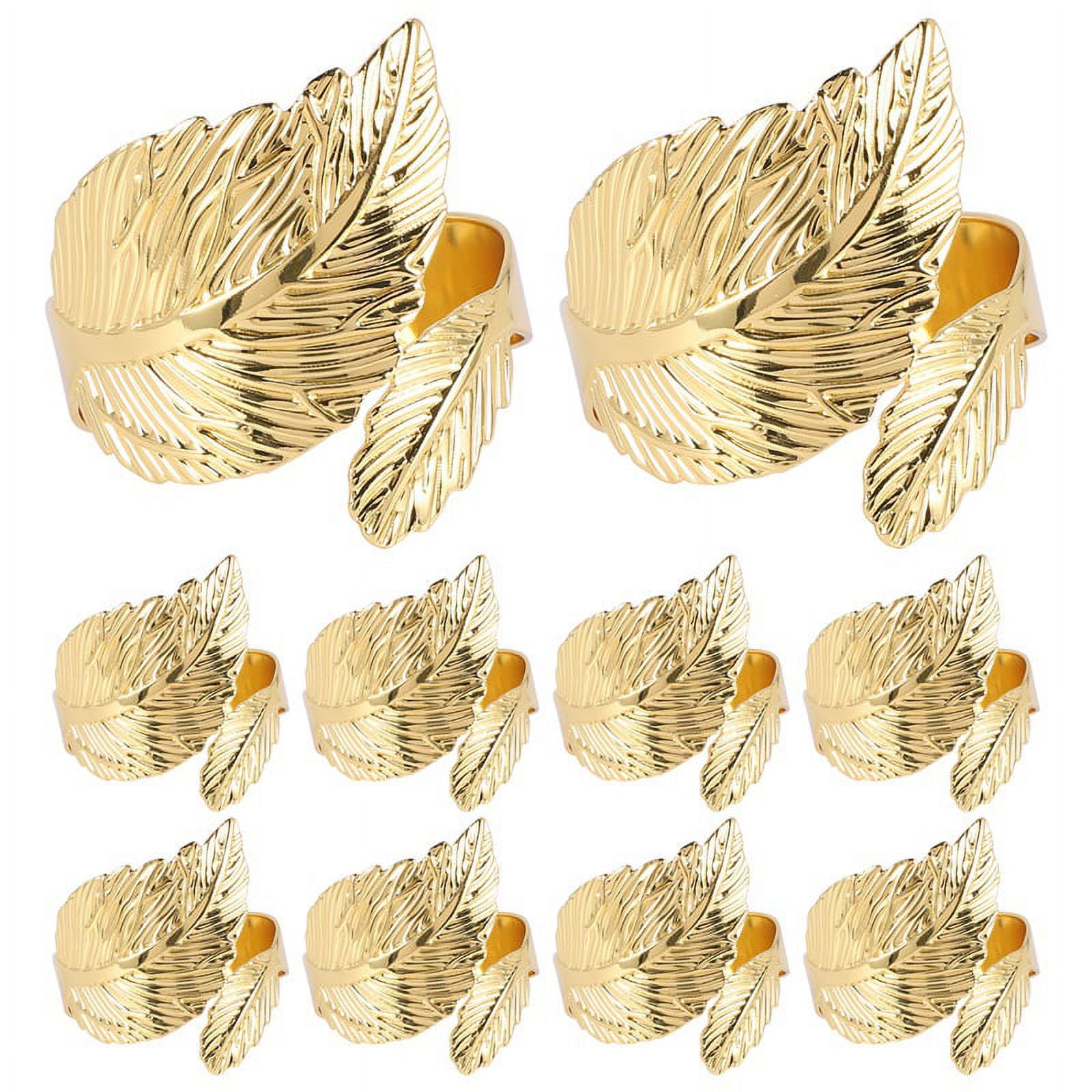 Leaf Shape Napkin Rings Of 10 Set Gold Napkin Rings for Table Setting ...