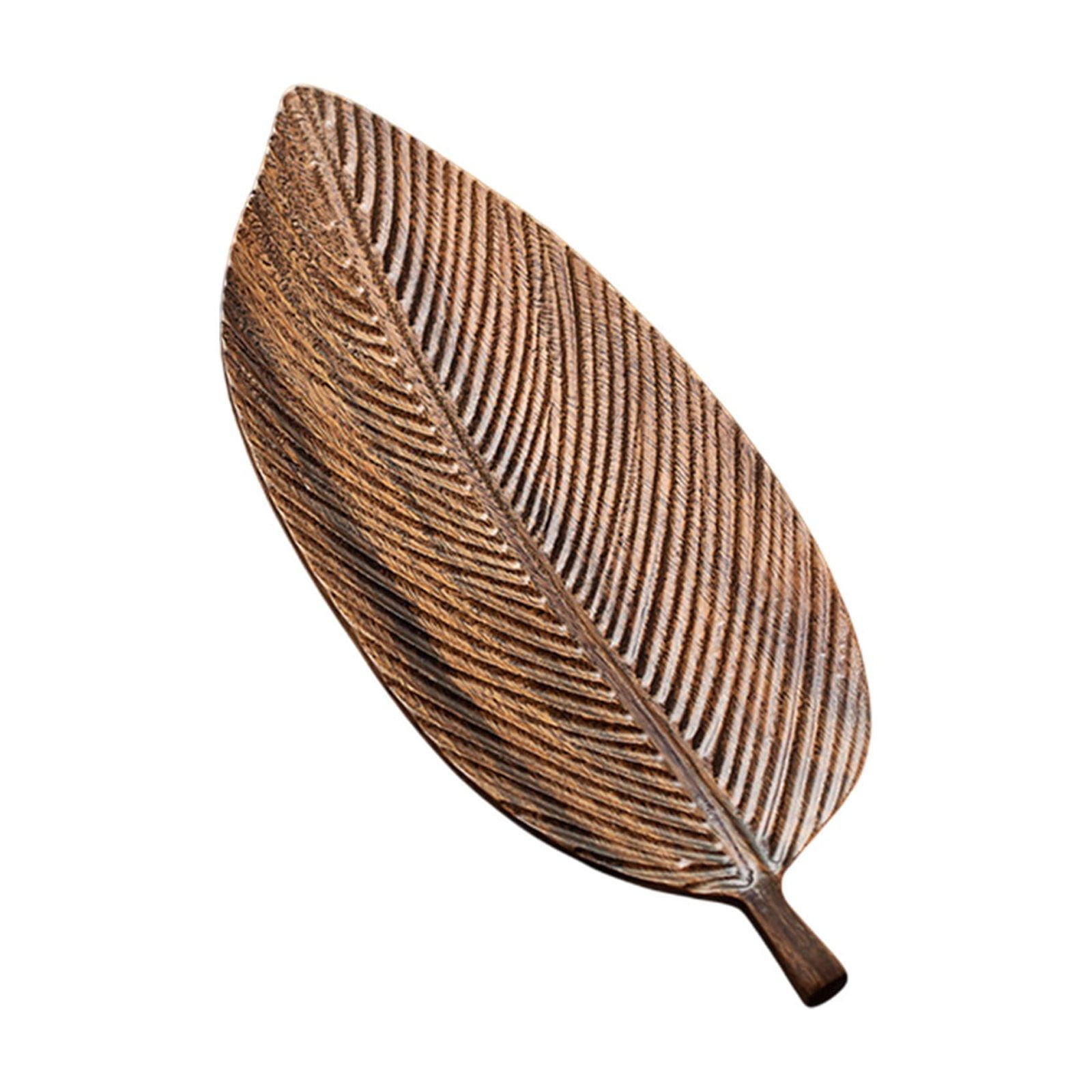 Leaf Shape Wood Serving Tray Wooden Plate Storage Trays Tea Dessert ...