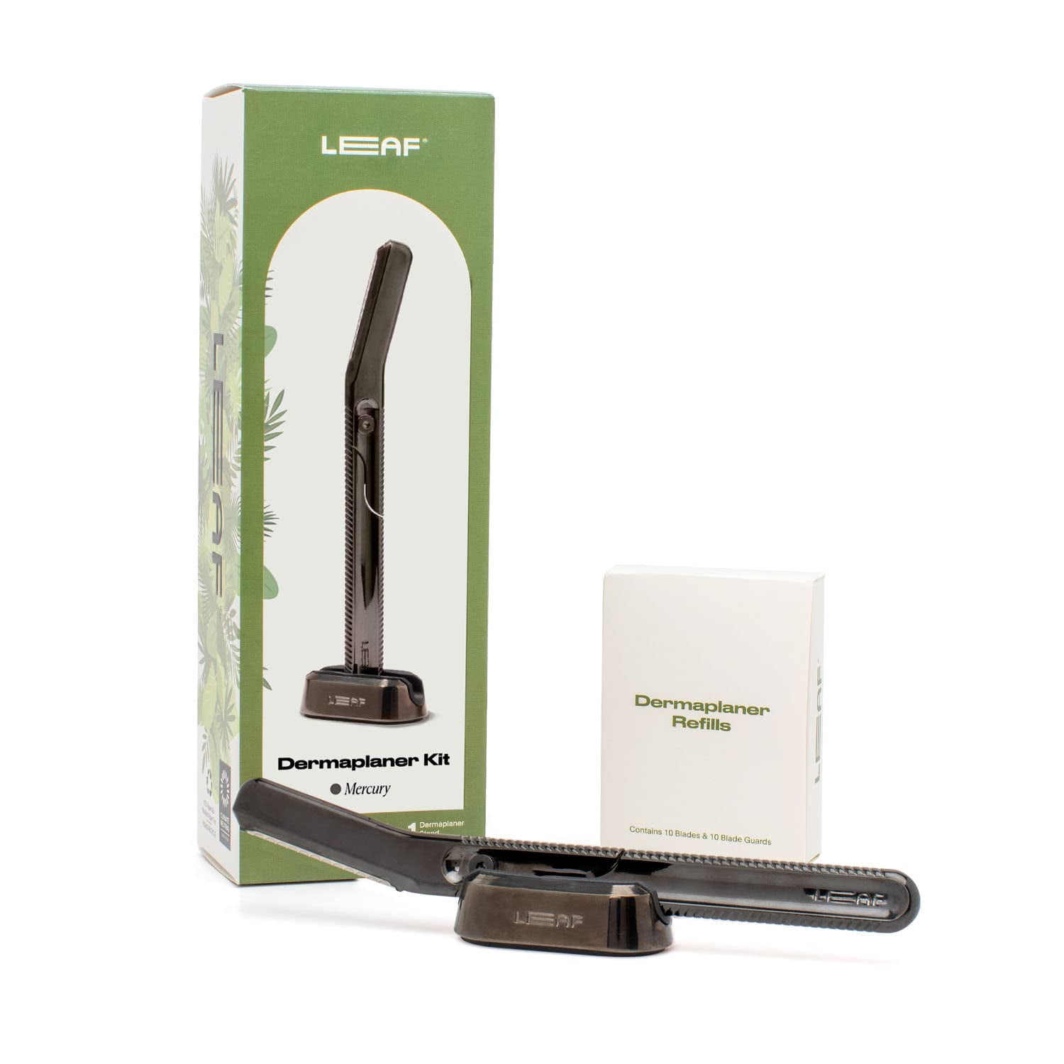 Leaf Shave | The Leaf Dermaplaner Kit, Mercury - All-Metal Facial Razor and Exfoliating Tool for ...