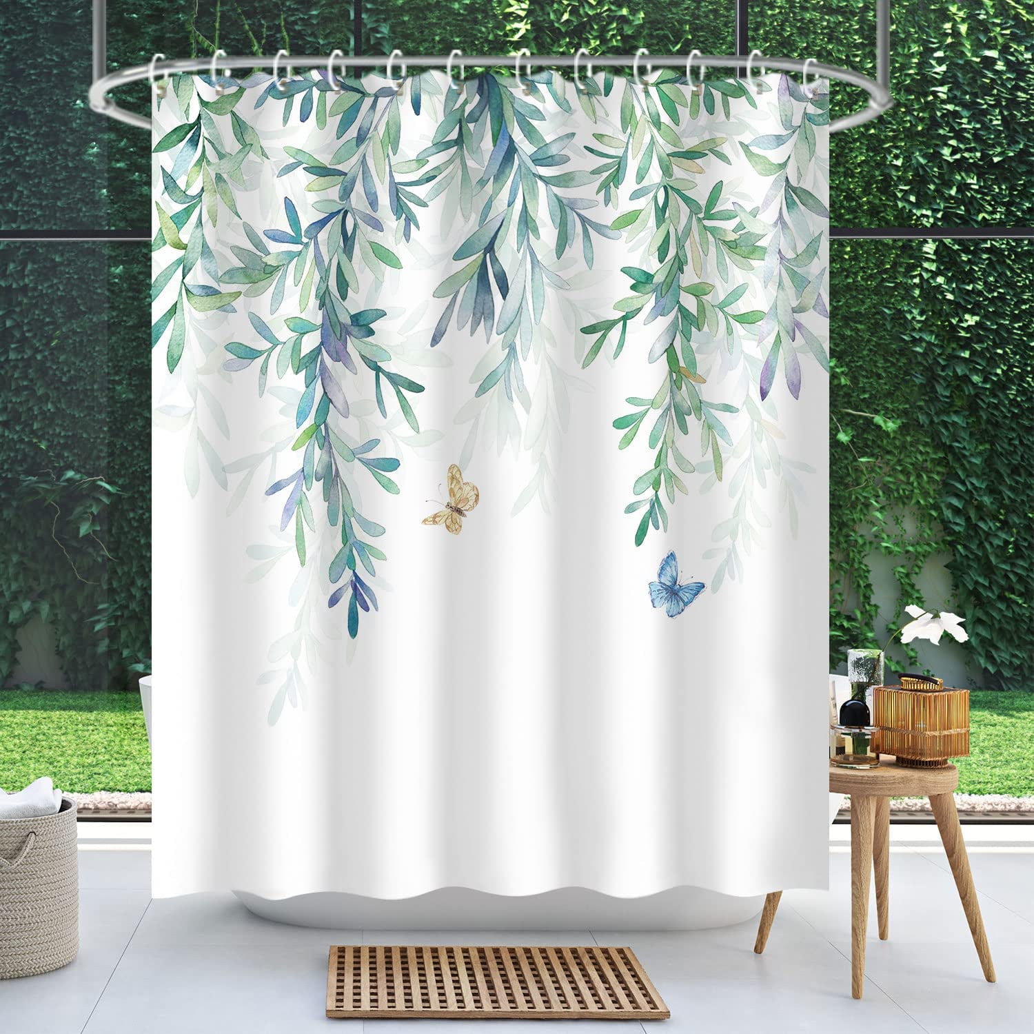 Leaf Shower Curtain Plant Shower Curtain Botanical Shower Curtain ...