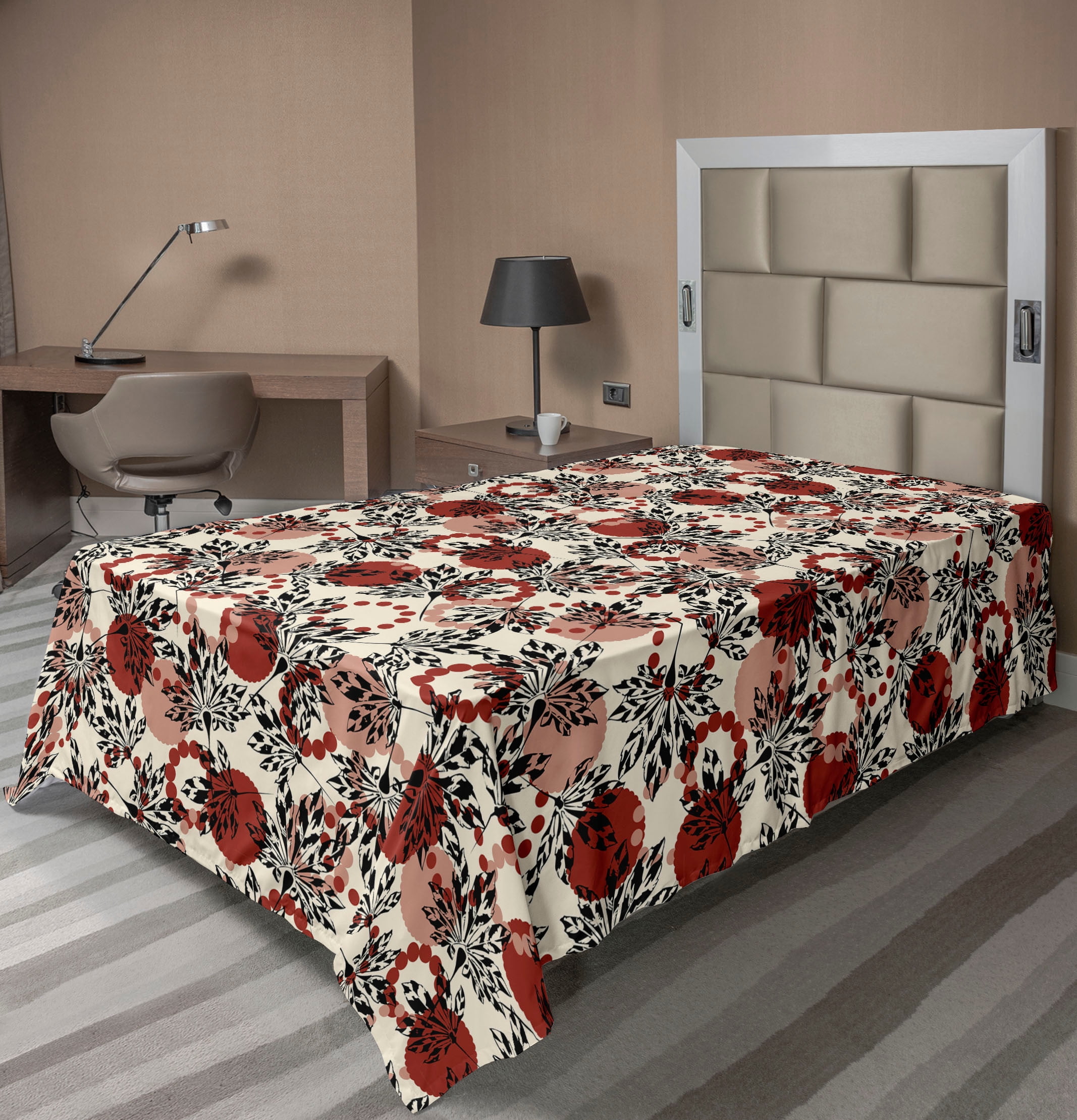 Ambesonne Leaf Silhouettes Flat Bedding Sheet Soft Top Sheet, Spotted ...