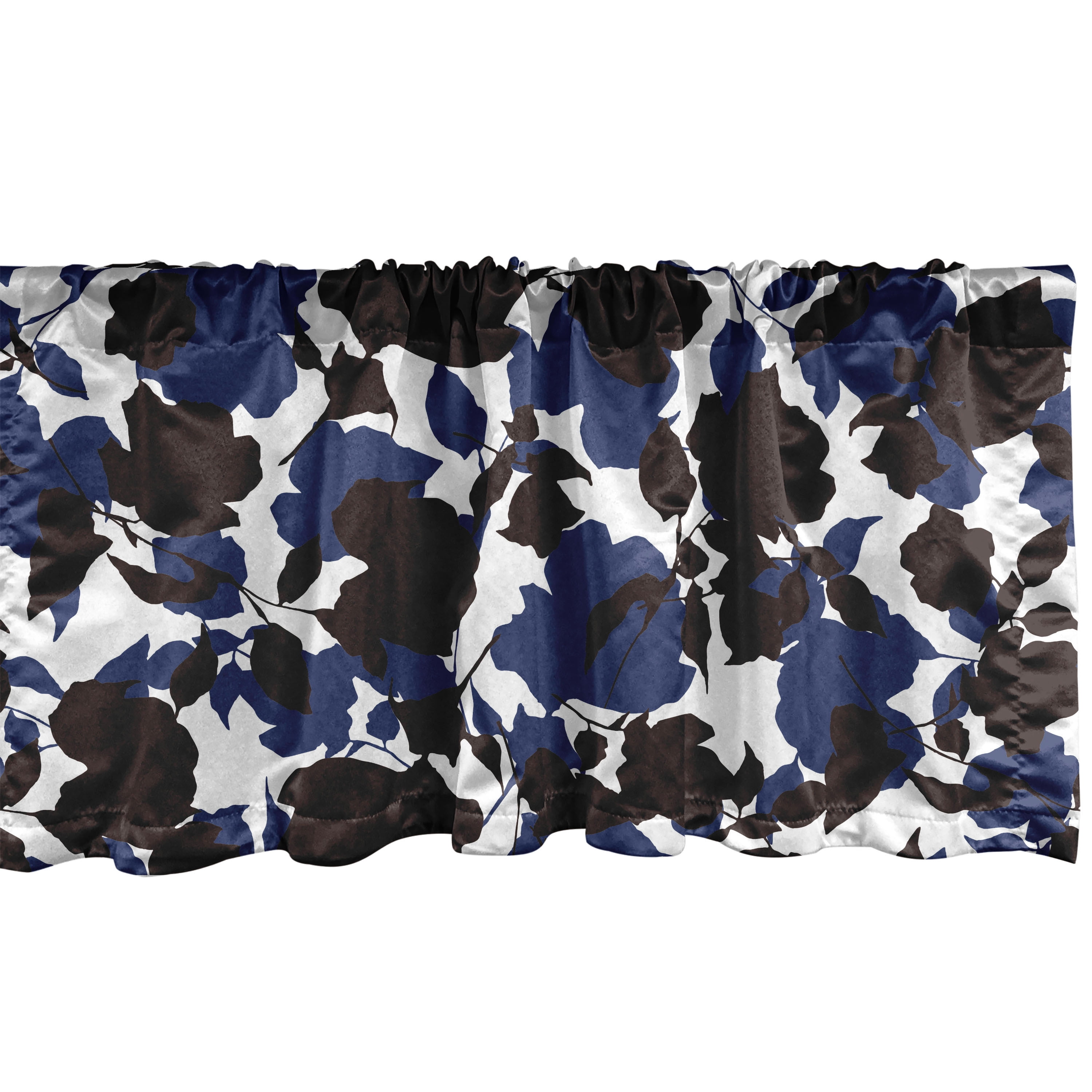 Leaf Silhouettes Window Valance, Night Time Jungle Vibes Bitonal Leaves ...