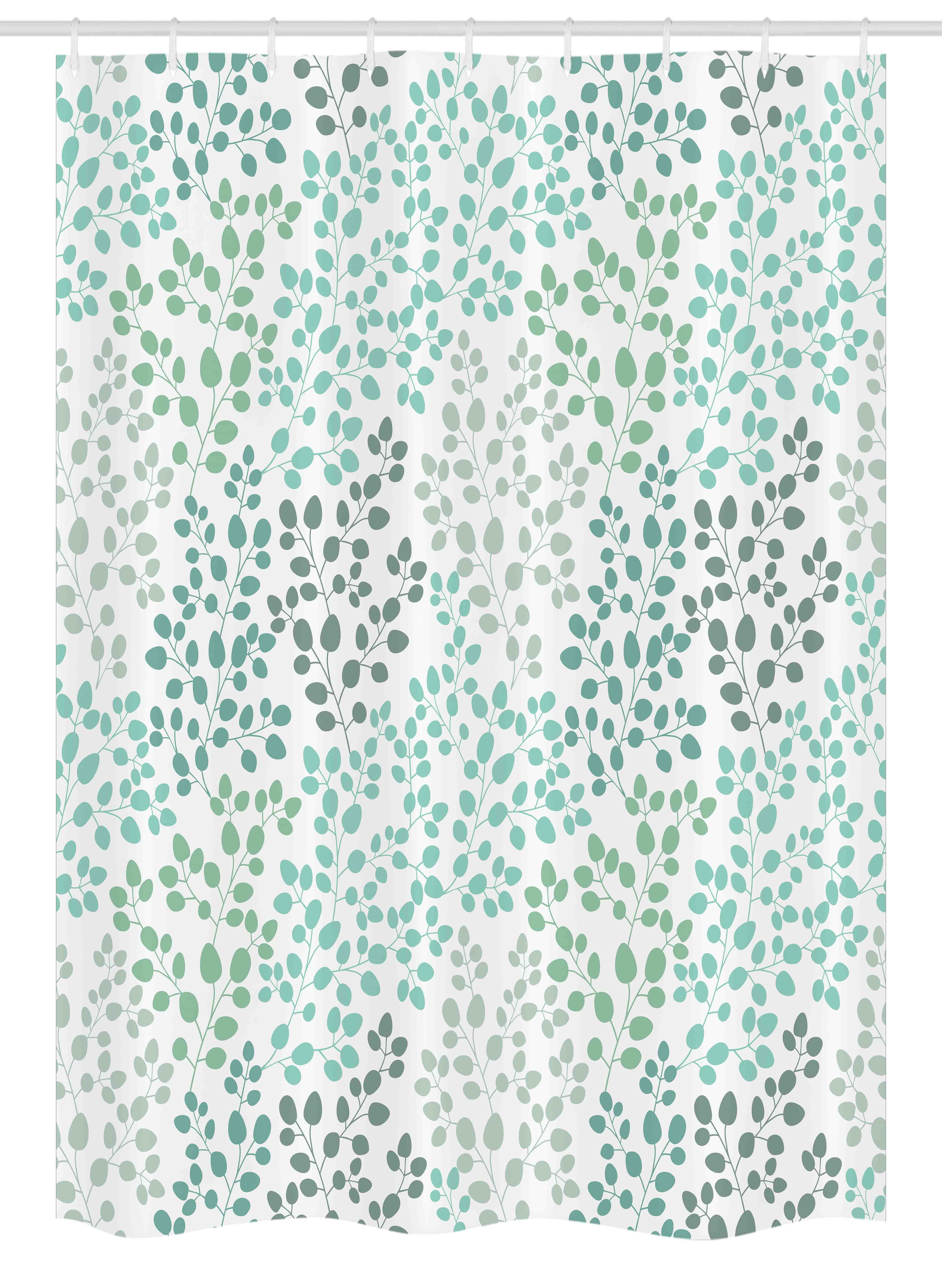 Leaf Stall Shower Curtain, Pattern with Leaf Branches Silhouette Nature Theme Foliage Forest ...