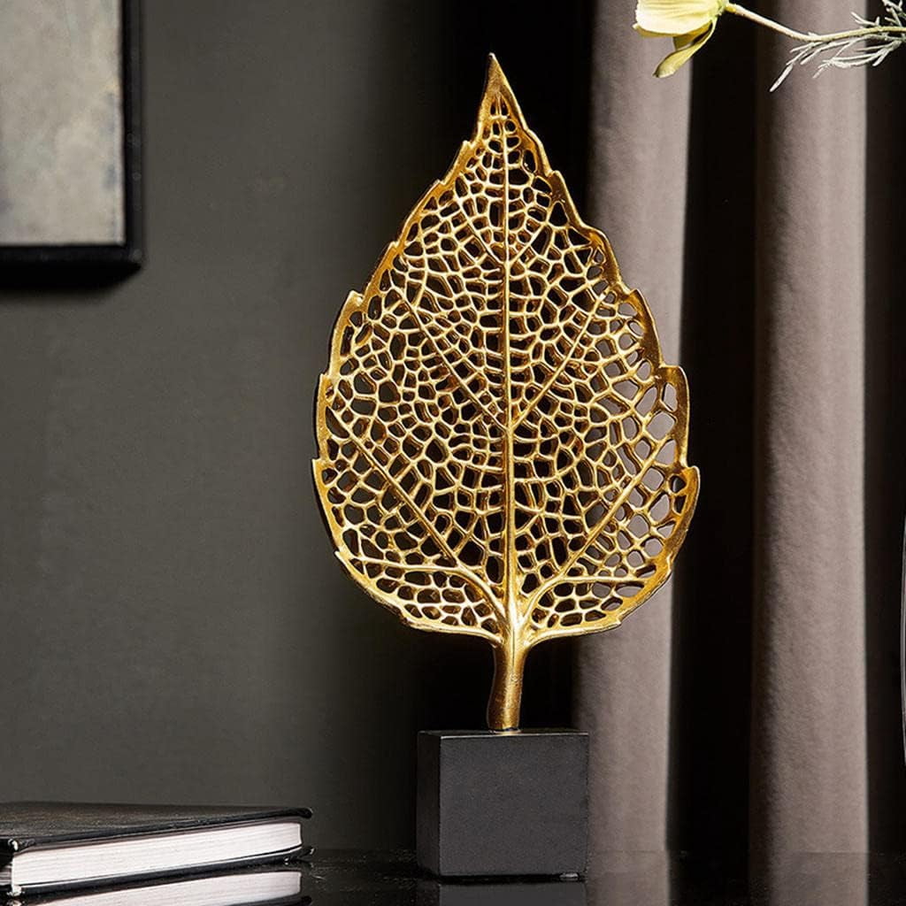 Leaf Statue Resin Modern Sculpture Leaf Shaped Art Figurine Desktop ...