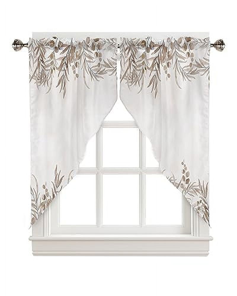 Leaf Swag Valance Curtains Spring Plants Purple Leaves Watercolor Rod ...
