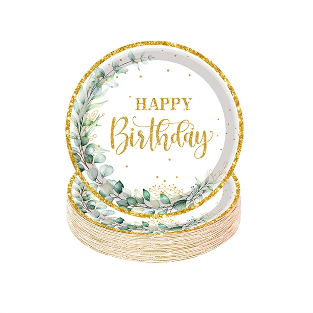 Leaf Theme Disposable Party Tableware Set - 60-Pcs Elegant Paper Plates ...