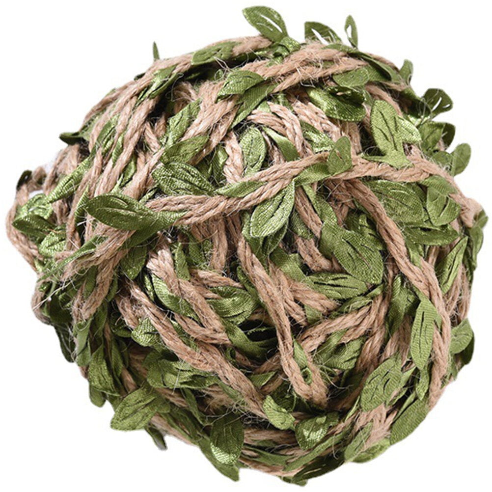 Koolleo Jute Twine with Green Leaves Artificial Vine Green Leaves ...