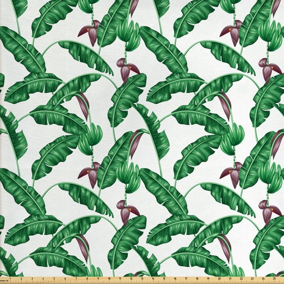 Ambesonne Leaf Fabric by the Yard Upholstery, Cartoon Flower in the ...