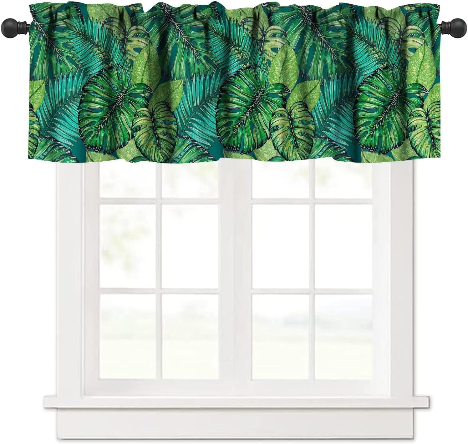 Leaf Valance Curtain Tropical Jungle Rainforest Leaves Palm Tree Plants ...