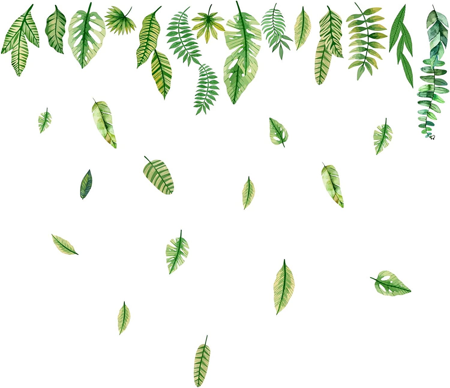 Leaf Wall Decals 28 Pieces Watercolor Leaves Wall Sticker Peel and ...