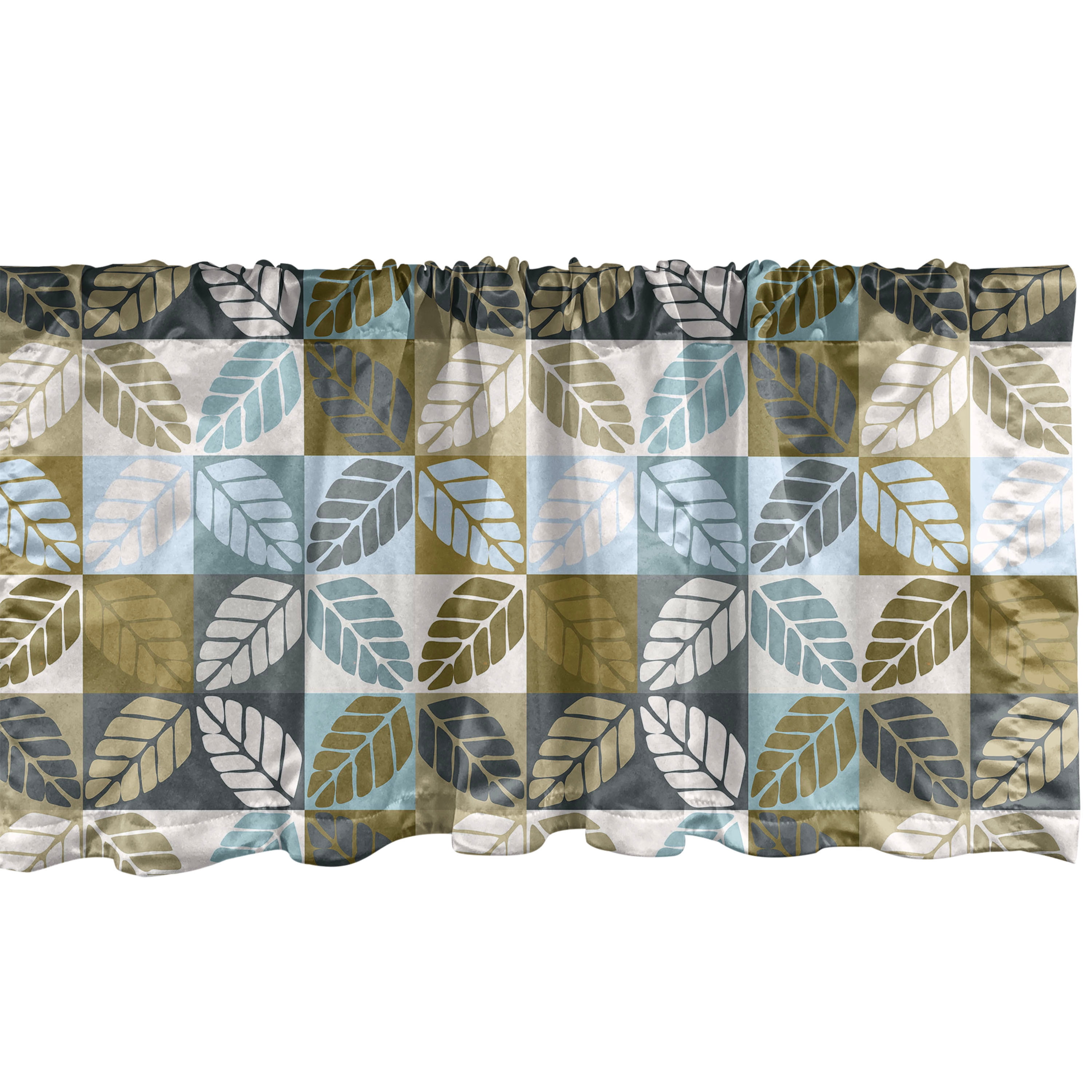 Leaf Window Valance, Colorful Leaves Pattern Foliage Minimal Look ...