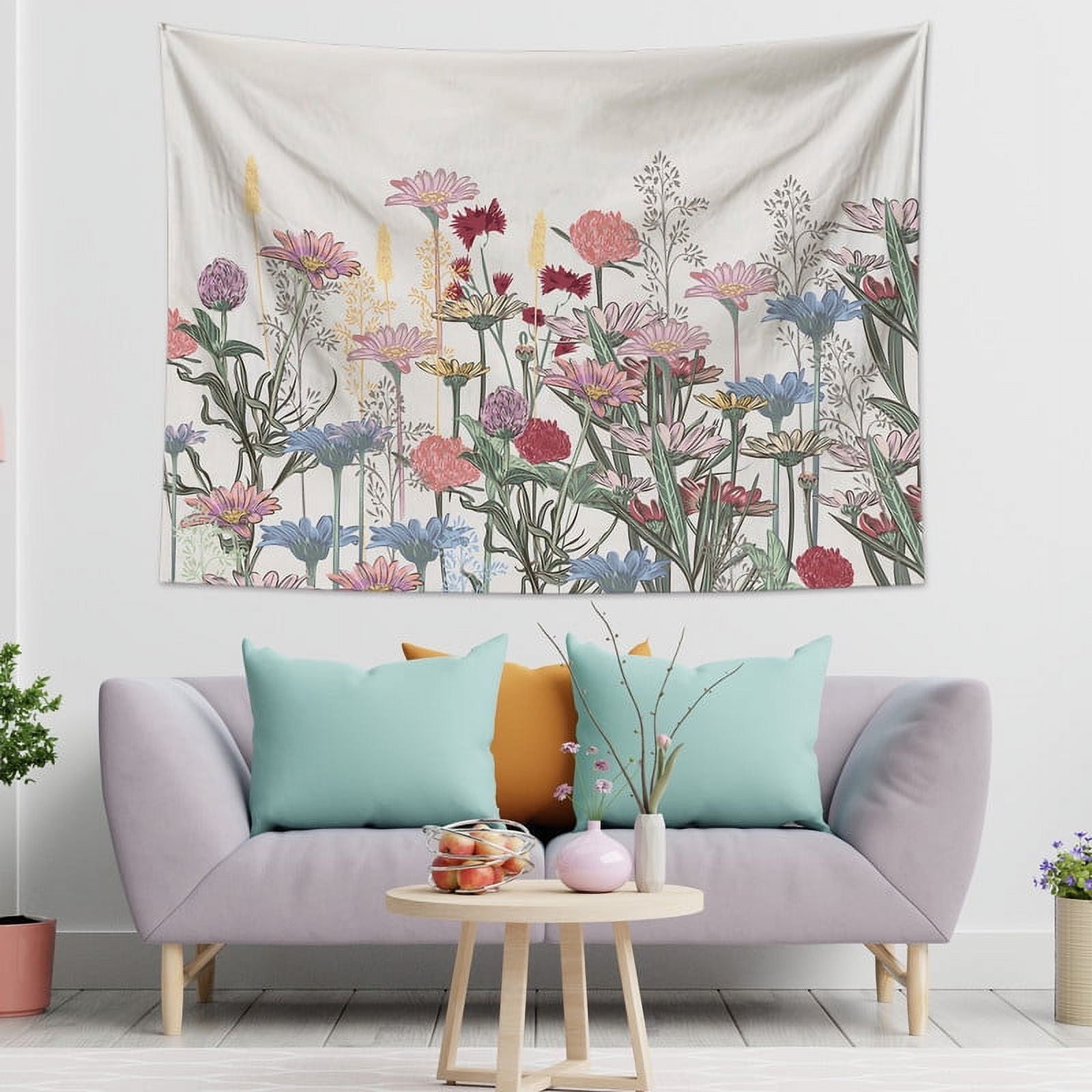 Leaf and Flower Tapestry Bohemia Botanical Tapestry Vintage Leaves ...