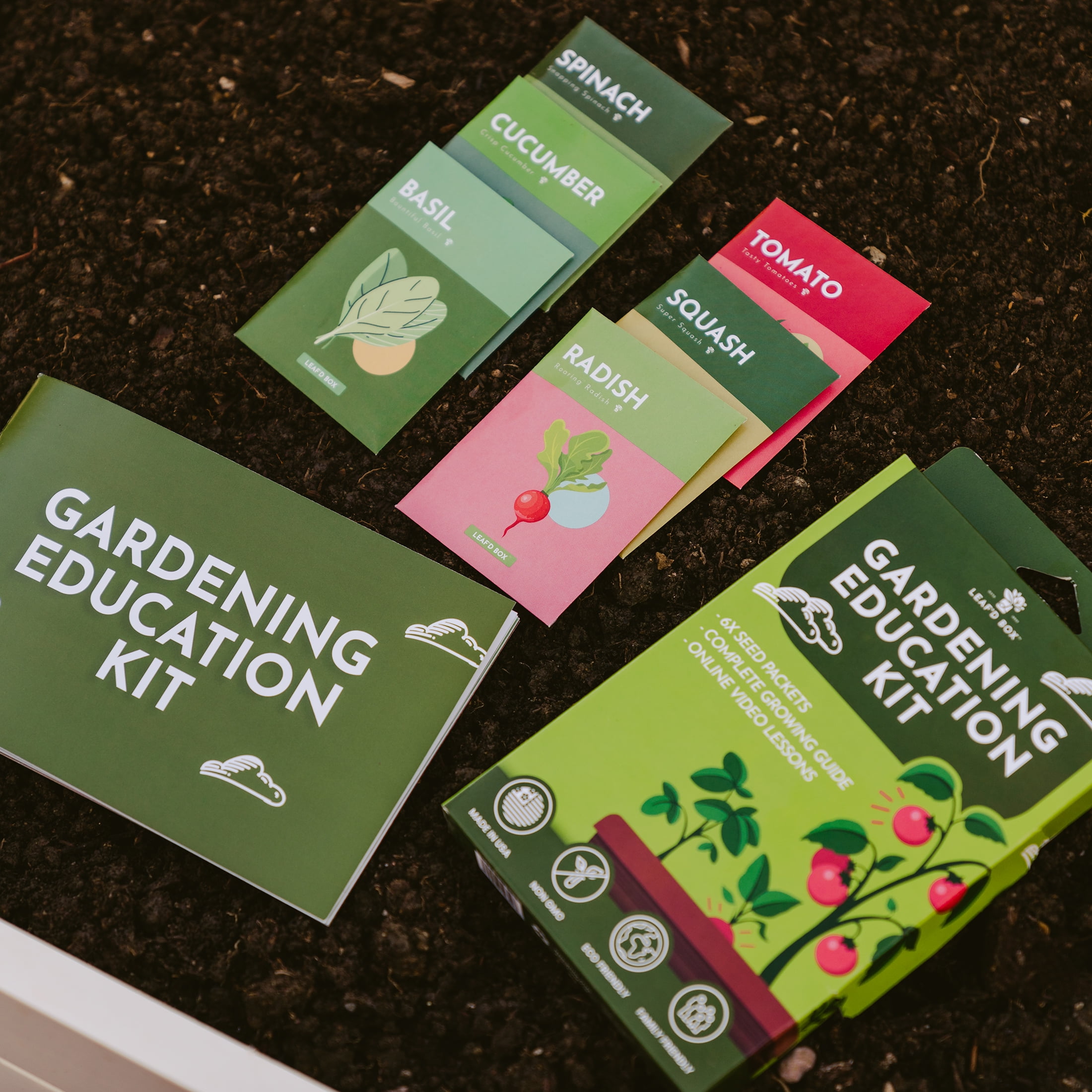 Leaf'd Box Gardening Education Kit with Basil, Cucumber, Radish ...