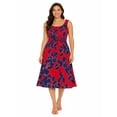 Leaf print, A-line, empire fit & flare, cotton blend, pullover, midi ...