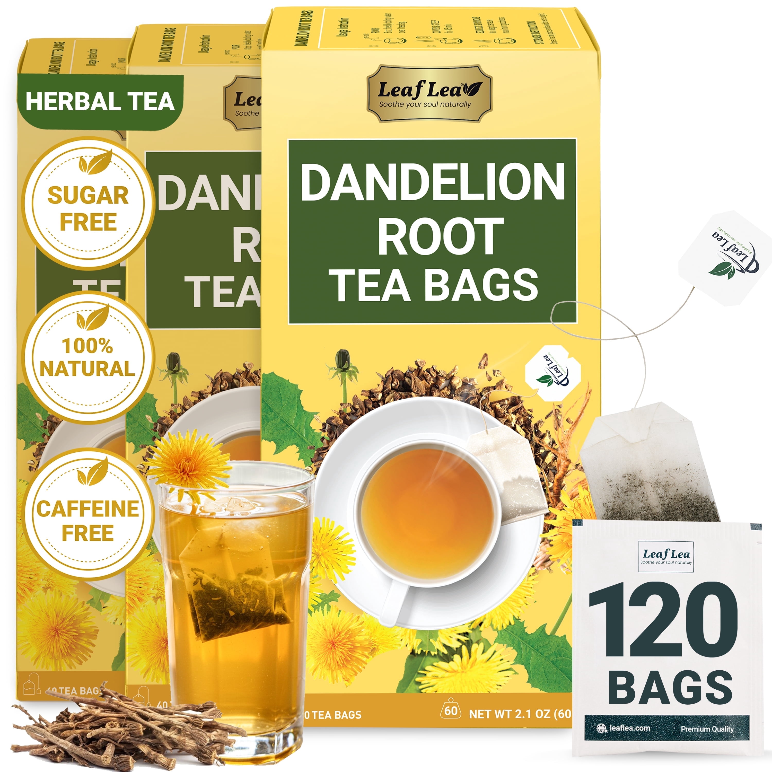 LeafLea Dandelion Root Tea Bags, Dandelion Tea Promotes Healthy ...