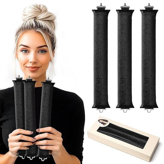 LeafLoom Heatless Hair Curler Flexible Curling Rod with Hook Satin ...