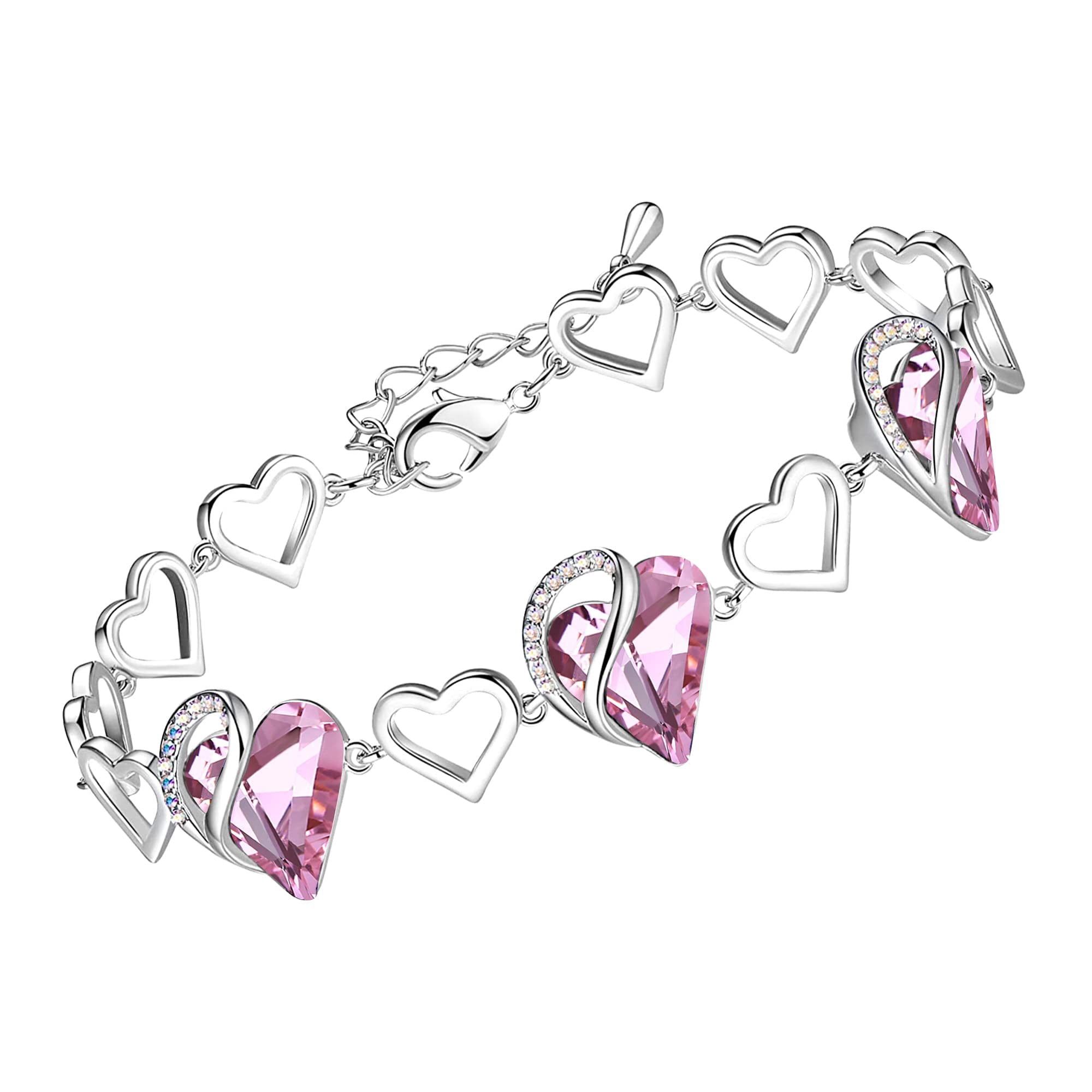 Leafael Infinity Love Heart Link Bracelets, October Birthstone Crystal ...