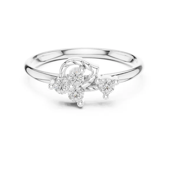 Leafy Design Engagement Ring, Cluster Wedding Ring, 1.4 Ct Round ...