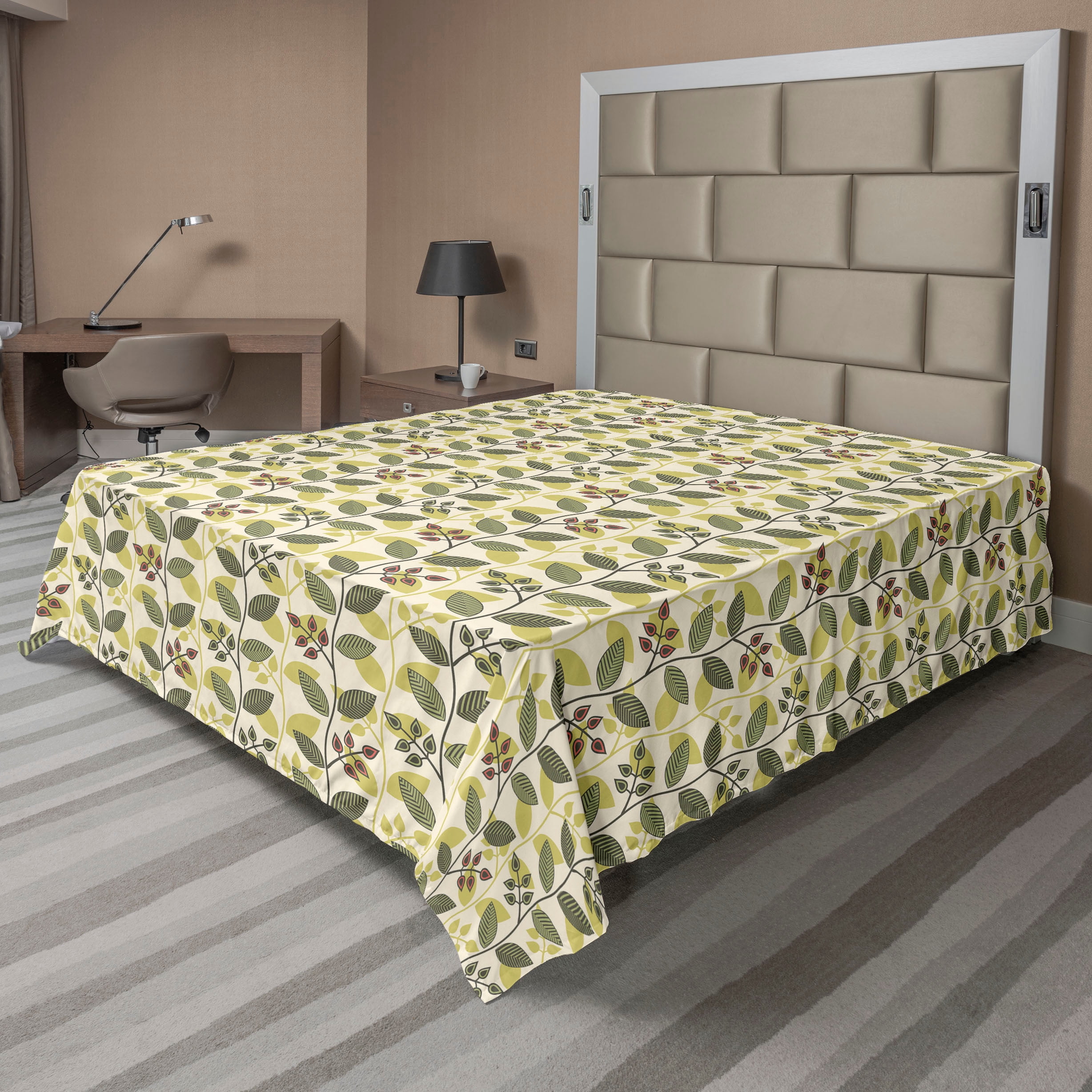 Ambesonne Leafy Design Flat Bedding Sheet Soft Top Sheet, Autumn Ivy ...