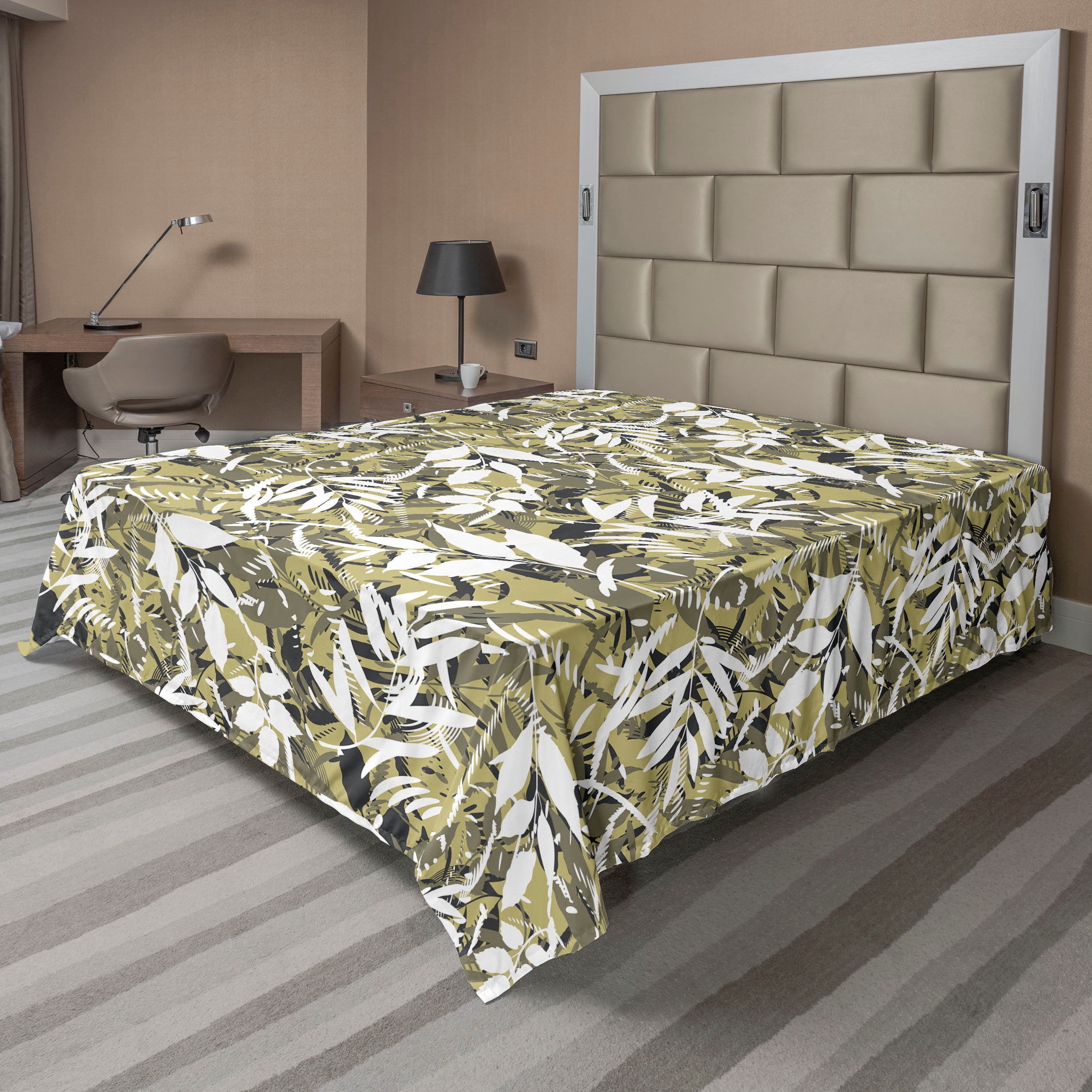 Ambesonne Leafy Design Flat Bedding Sheet Soft Top Sheet, Modern Leaves ...