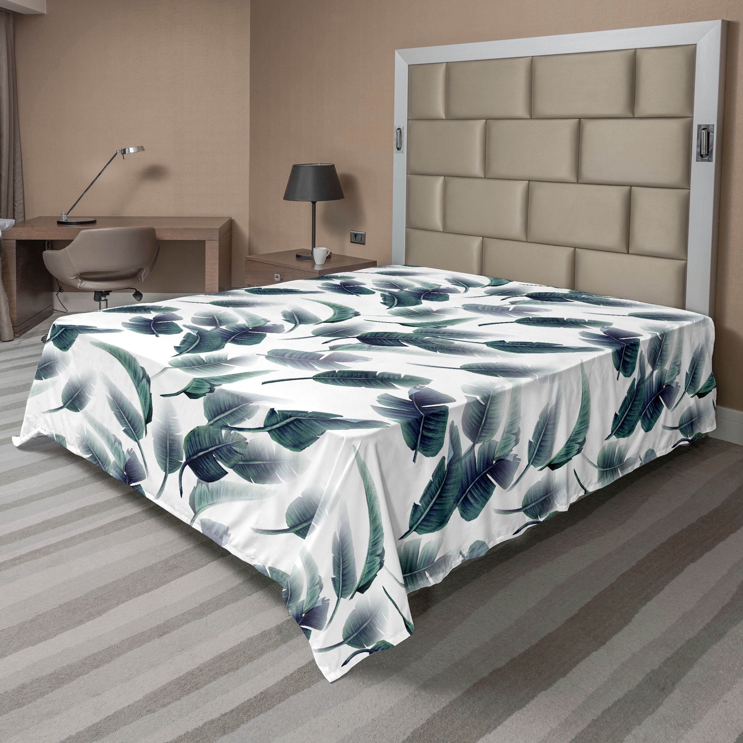 Ambesonne Leafy Design Flat Bedding Sheet Soft Top Sheet, Boho Tropical ...