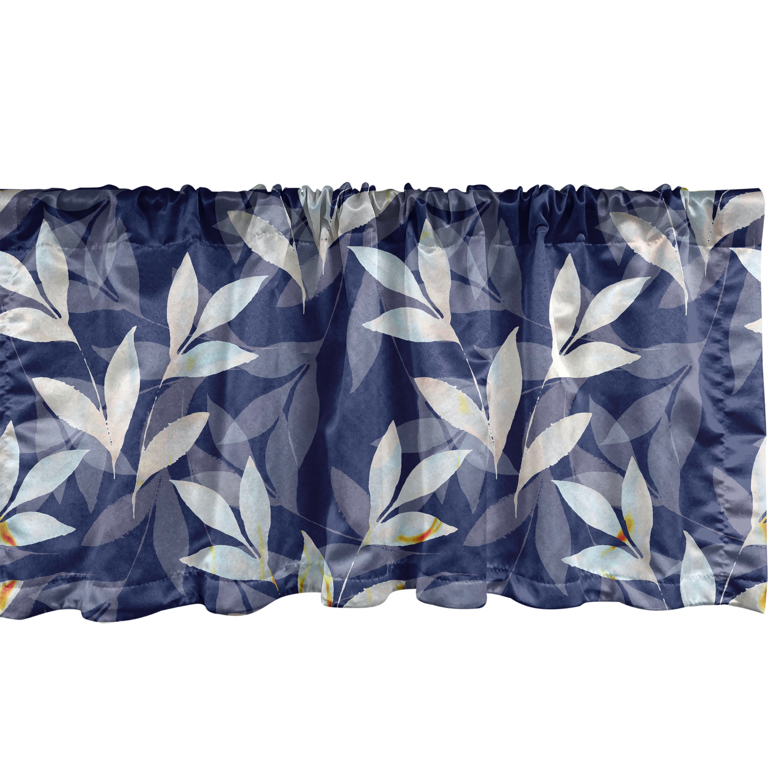 Leafy Design Window Valance, Autumnal Leaf Silhouettes Romantic Artwork ...