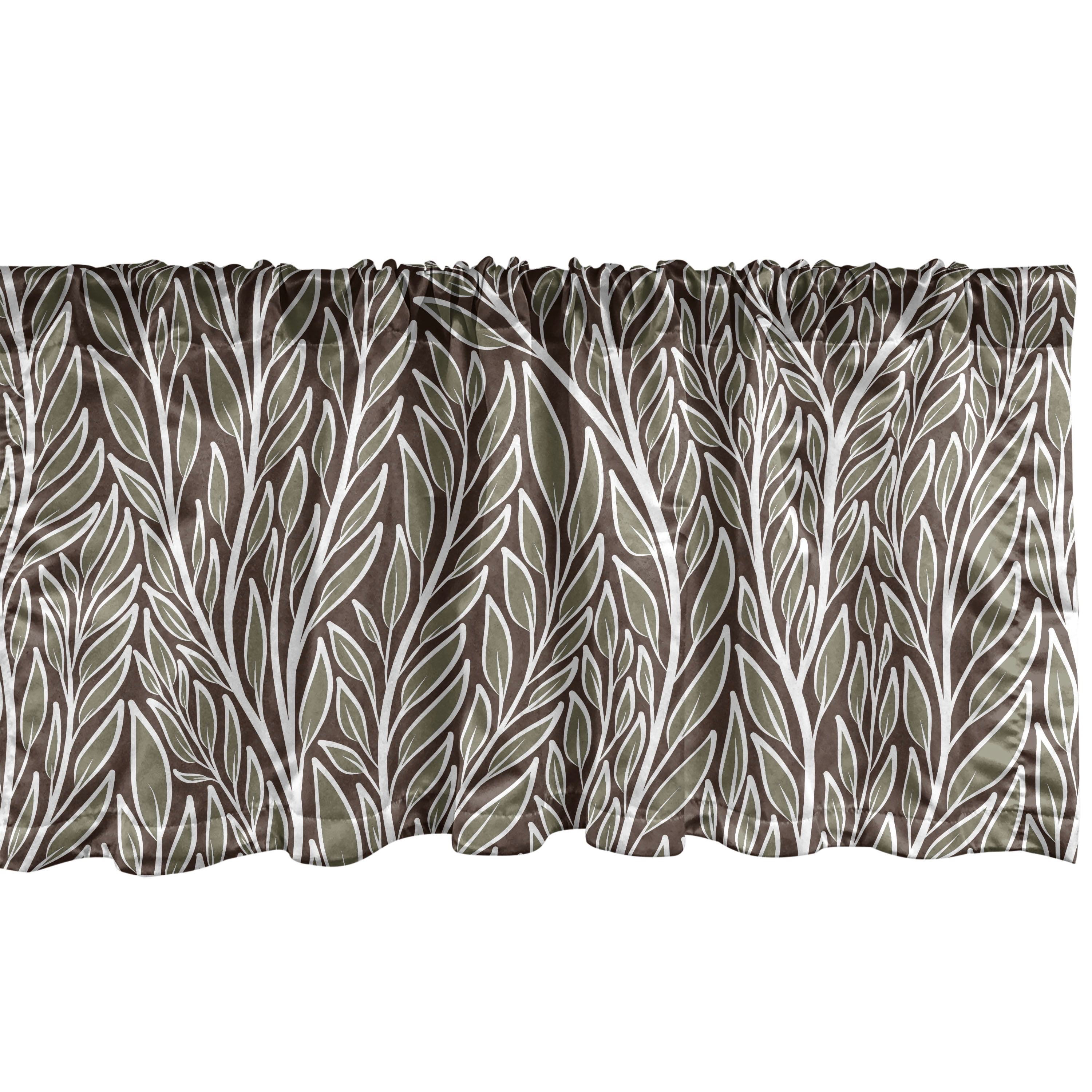 Leafy Design Window Valance, Jungle Themed Ivy Leaves Pattern Vertical ...