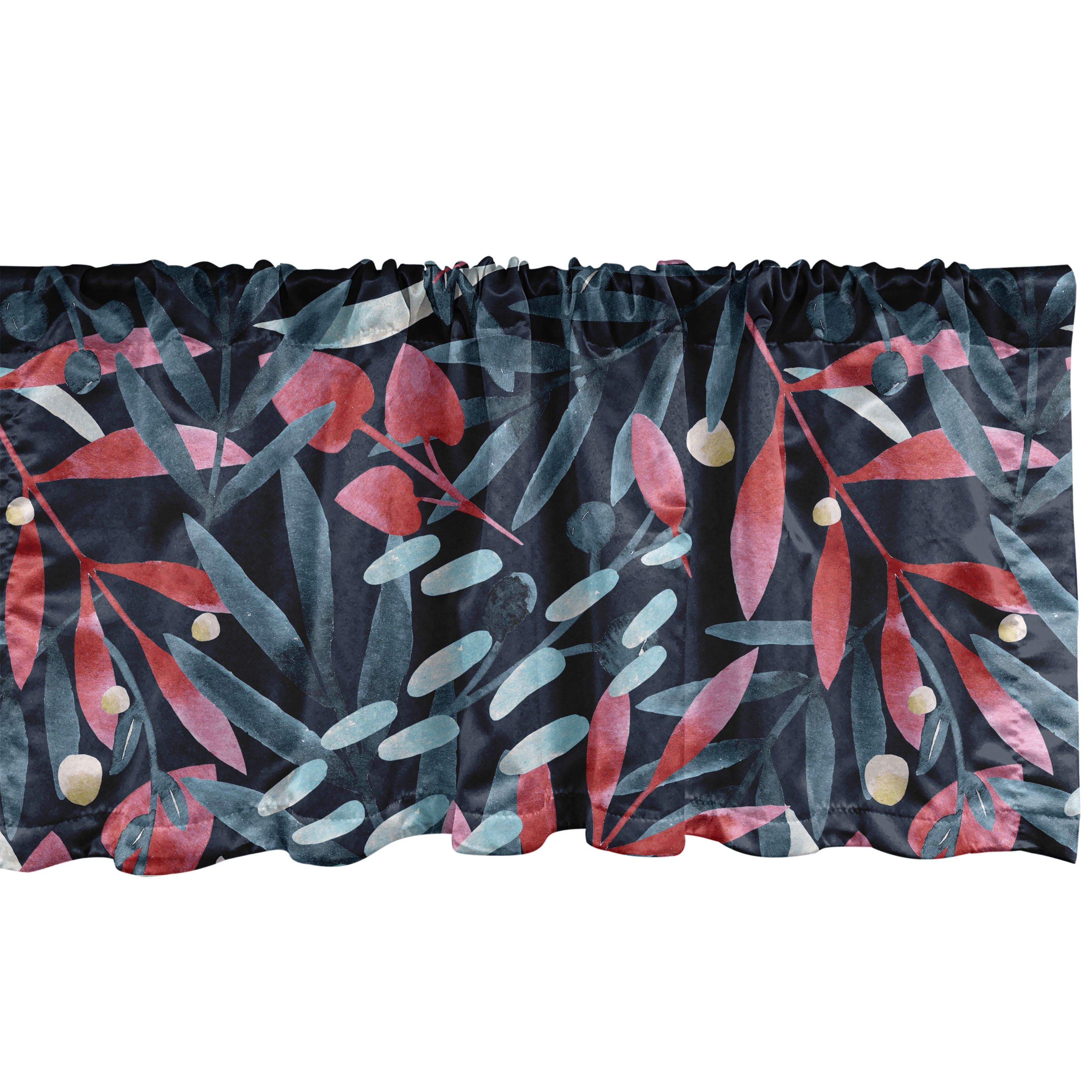 Leafy Design Window Valance, Modern Color Palette Tropical Jungle ...