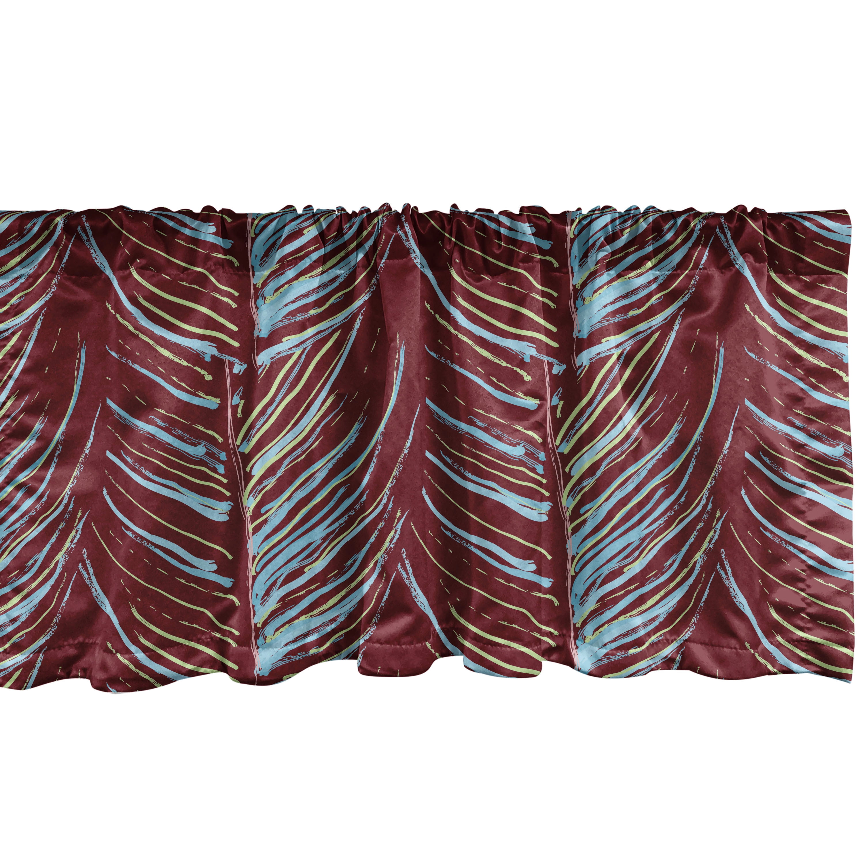 Leafy Design Window Valance, Simple Drawn Tropical Atmosphere Leaves ...
