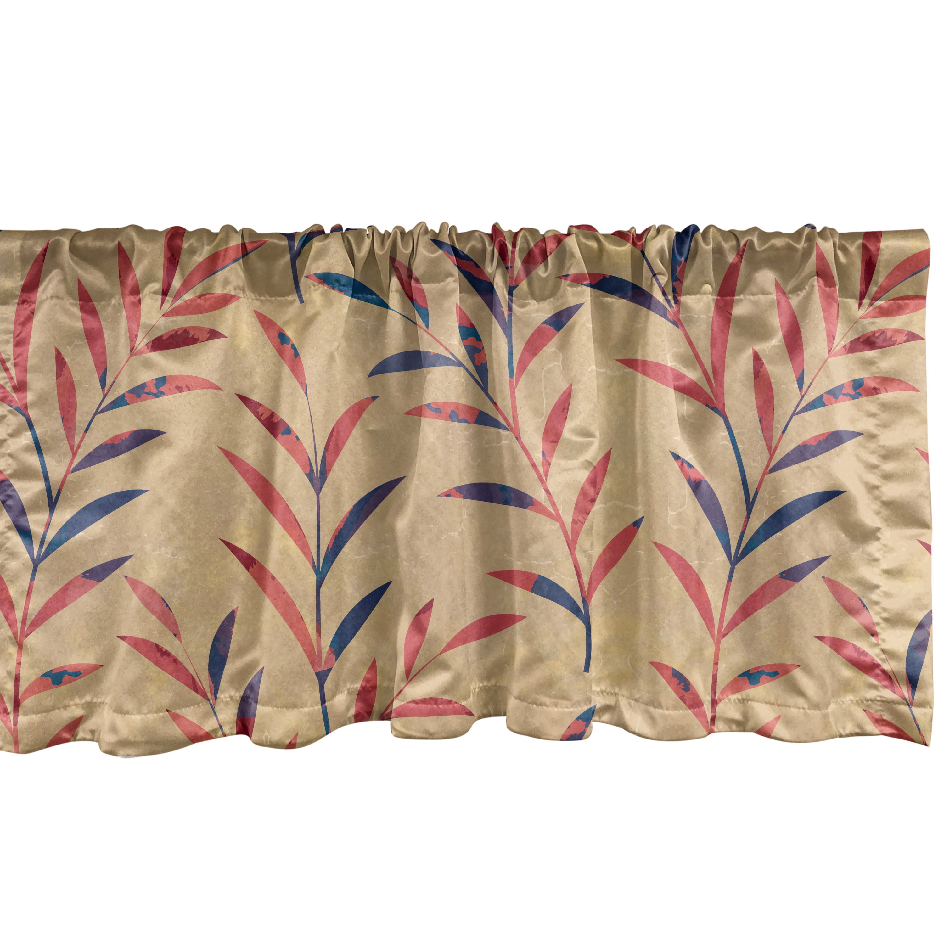 Leafy Design Window Valance, Tropical Nature Themed Bicolored Rising ...