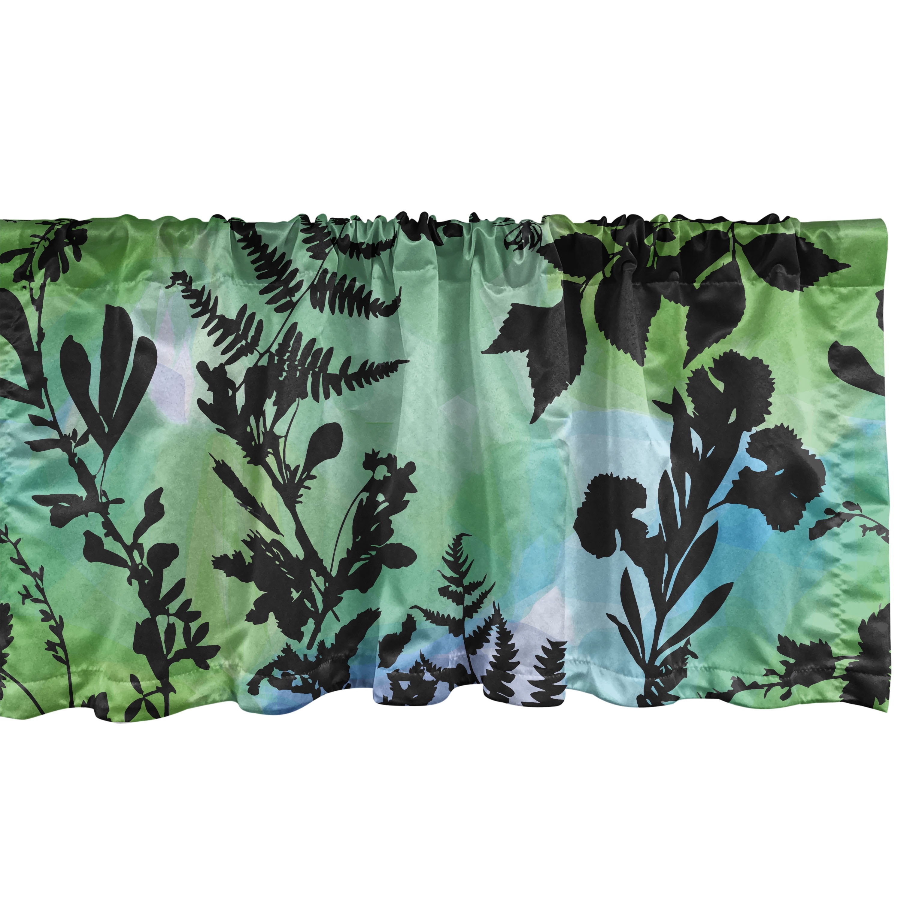 Leafy Design Window Valance, Tropical Vibes Leaves Silhouettes with ...