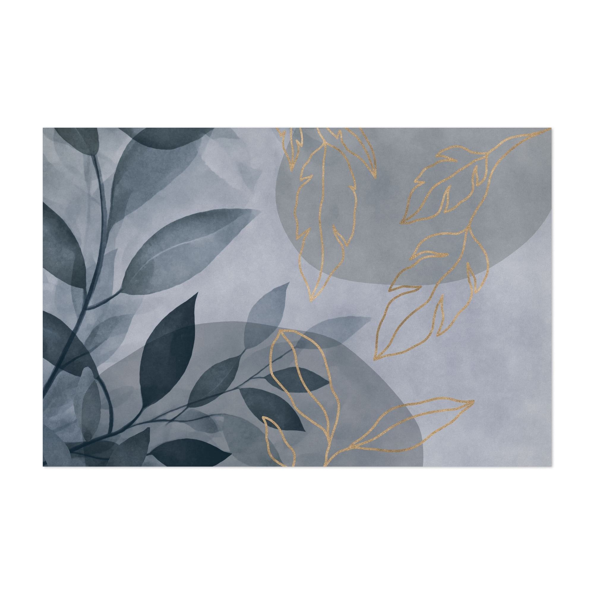 Leafy Elegance Modern Nature Art Grey - Painting Botanical Abstract ...