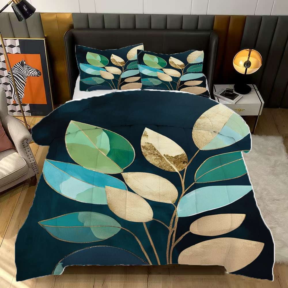 Leafy Jungle Vibes Comforter Set King Size Bedding Set For Travl ...