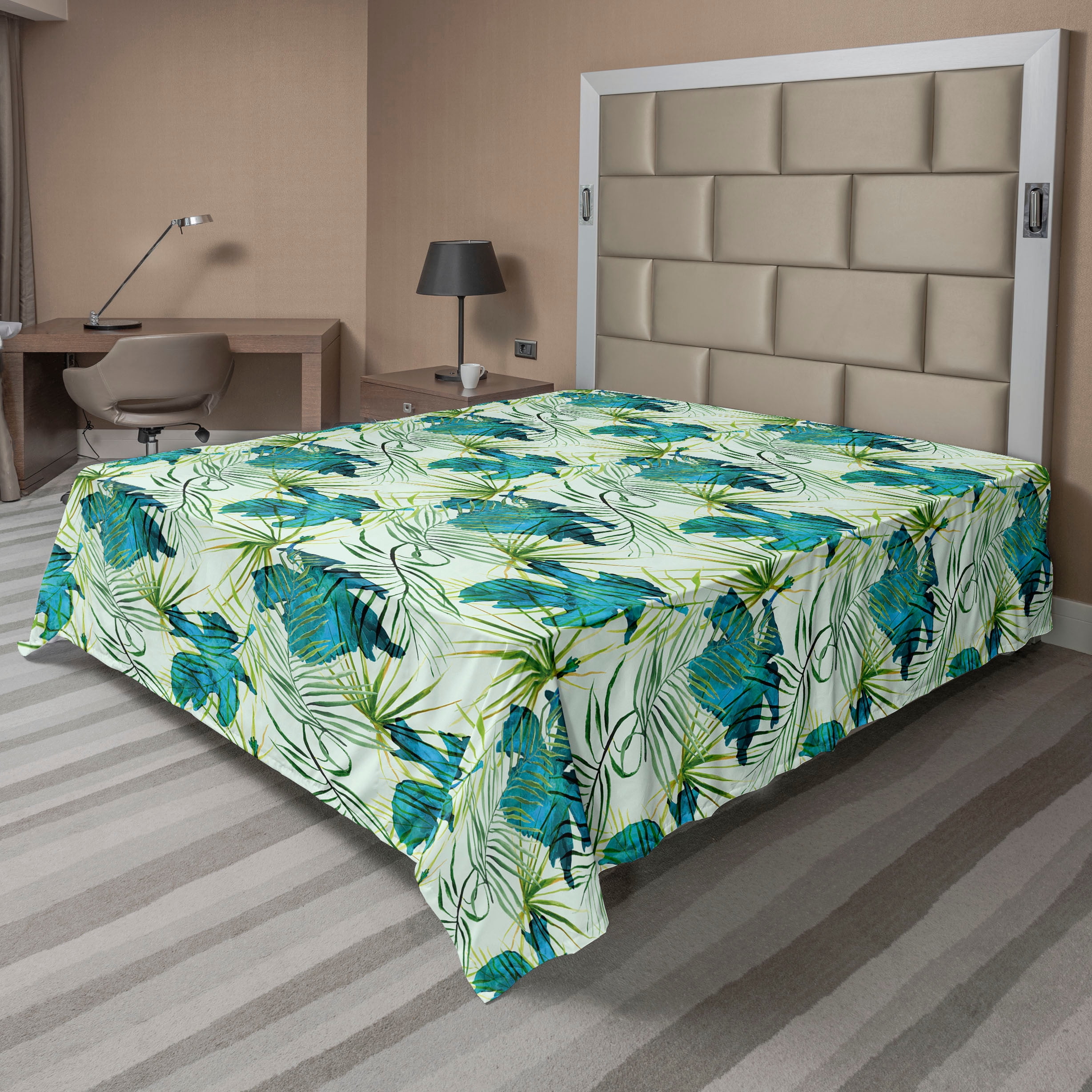 Ambesonne Leafy Pattern Flat Bedding Sheet Soft Top Sheet, Tropical ...