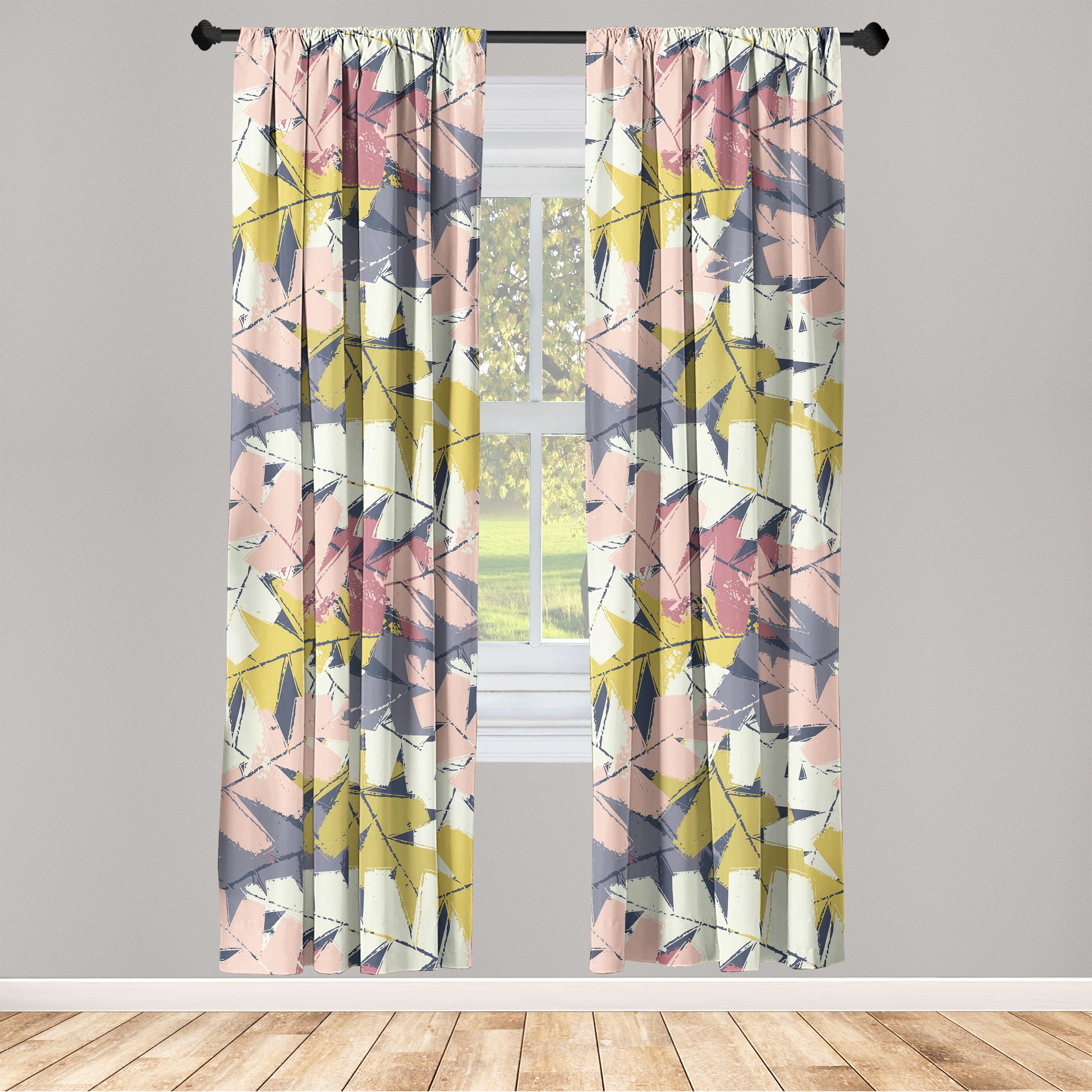 Leafy Pattern Window Curtains, Pop Art Inspirations Leaves Silhouettes ...